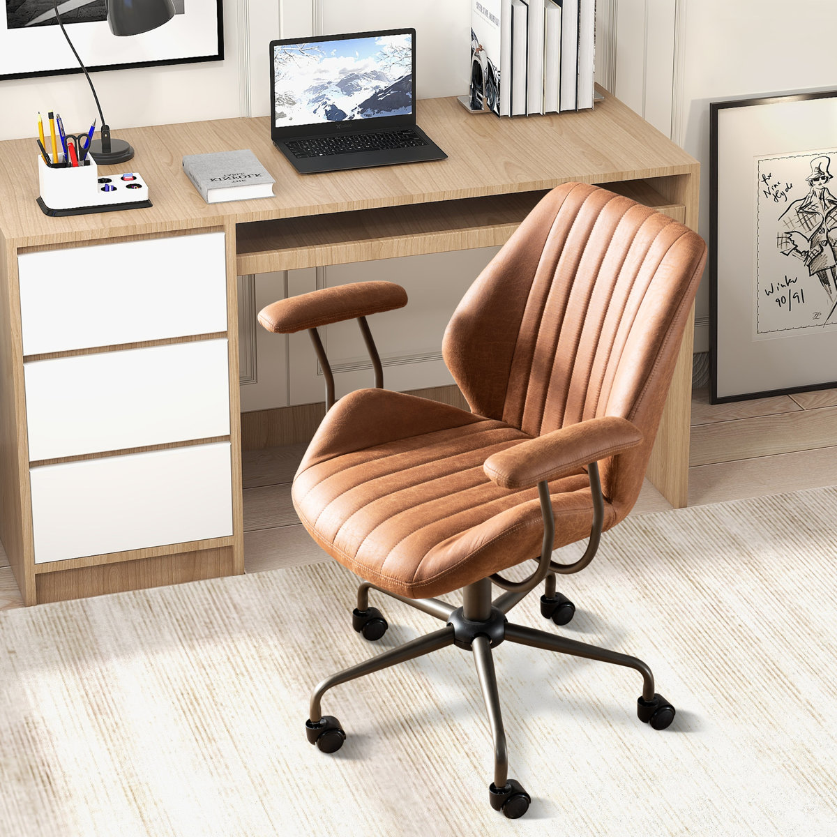 17 Stories Viola Ergonomic Suede Task Chair with Padded Arms & Reviews ...