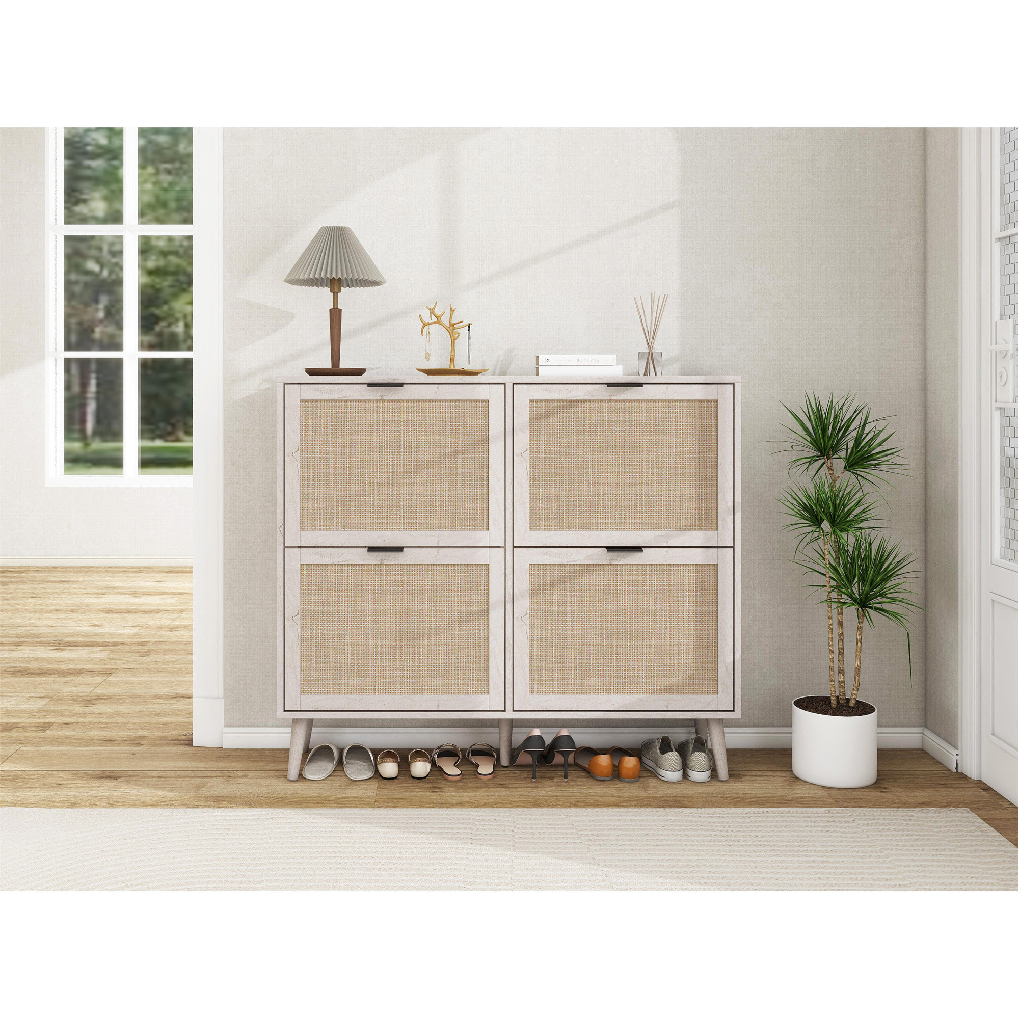 Ebern Designs Spacious 4 Door Shoe Rack With Enhanced Features For ...