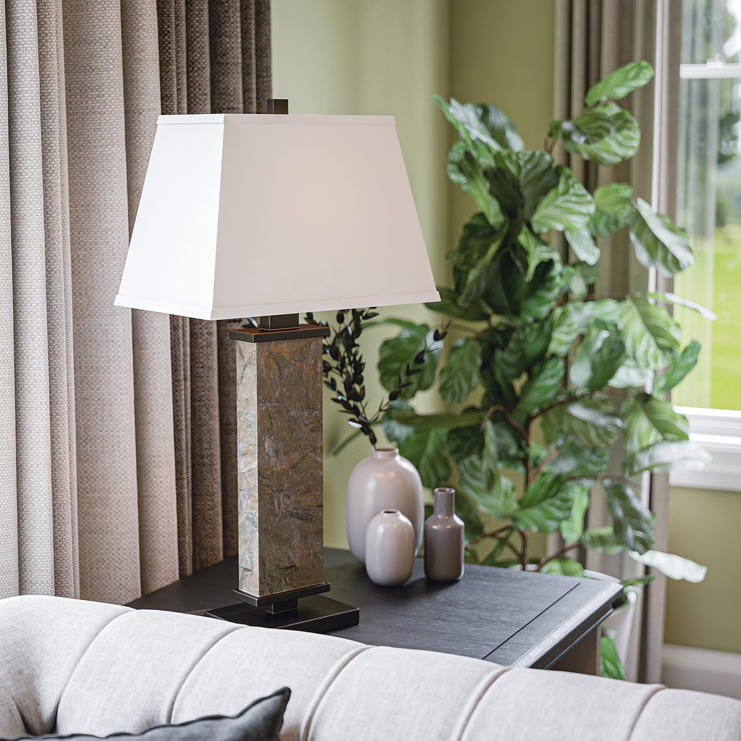 Hokku Designs Kenroy Home Hanover Table Lamp With Natural Slate Column ...