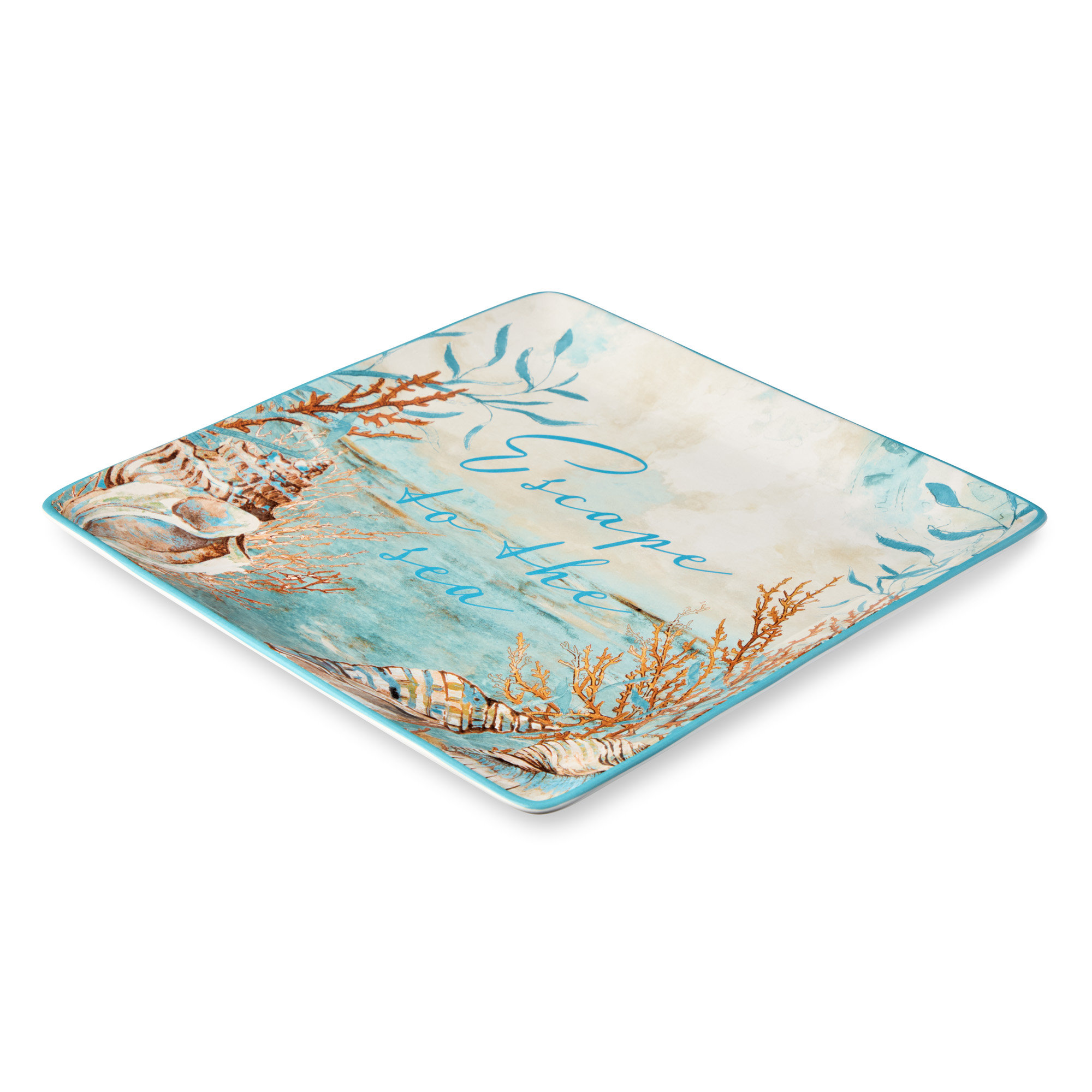 Certified International Escape to the Sea 12.5-Inch Square Platter ...