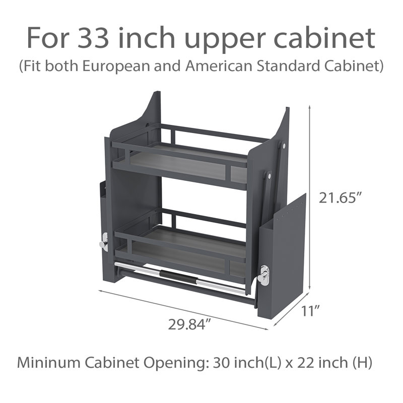 Hokku Designs Two Tier Pull Down Shelf Upper Kitchen Wall Cabinet ...