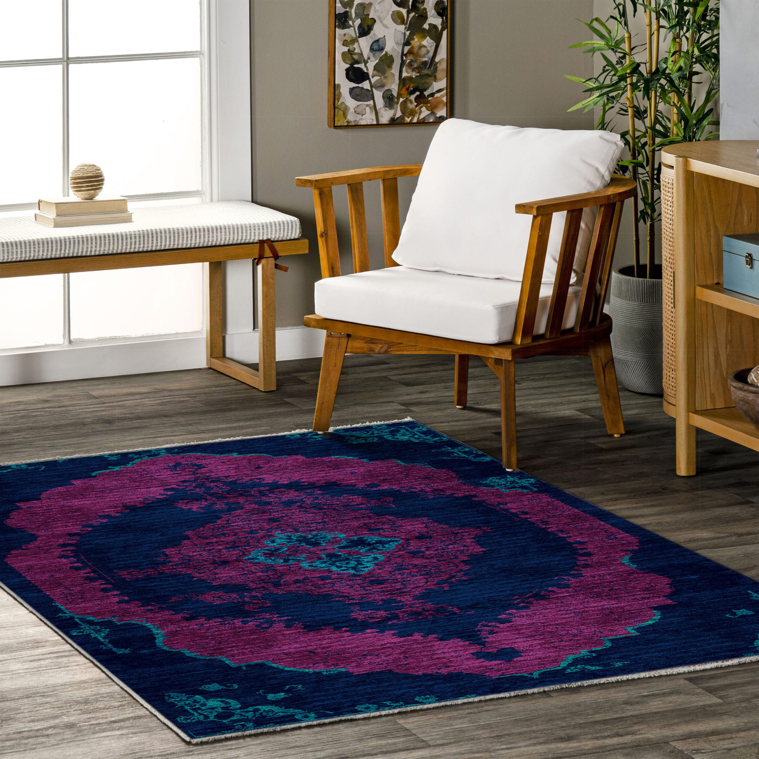 Bungalow Rose Rectangle Vinush Area Rug with Non-Slip Backing | Wayfair