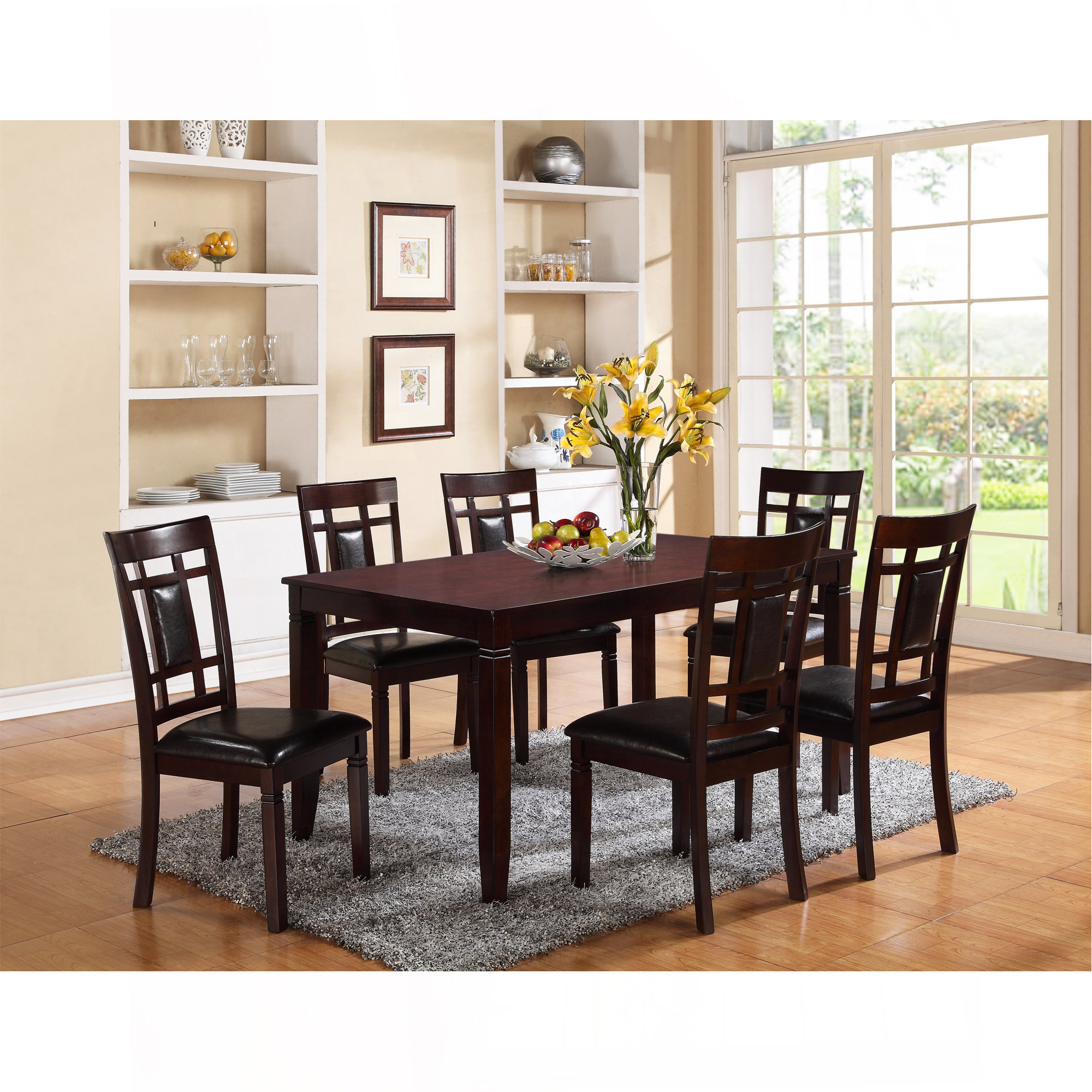 Red Barrel Studio® 7-Pc Dinette Set Brown Espresso Finish Rectangular ...