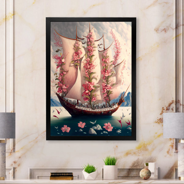 Breakwater Bay Surrealist Boat With Pink Blossoming Sails I ...