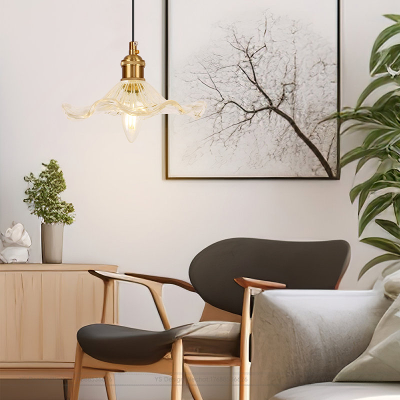 Everly Quinn 1 - Light Glass Flower Single Novelty Pendant Light Clear ...