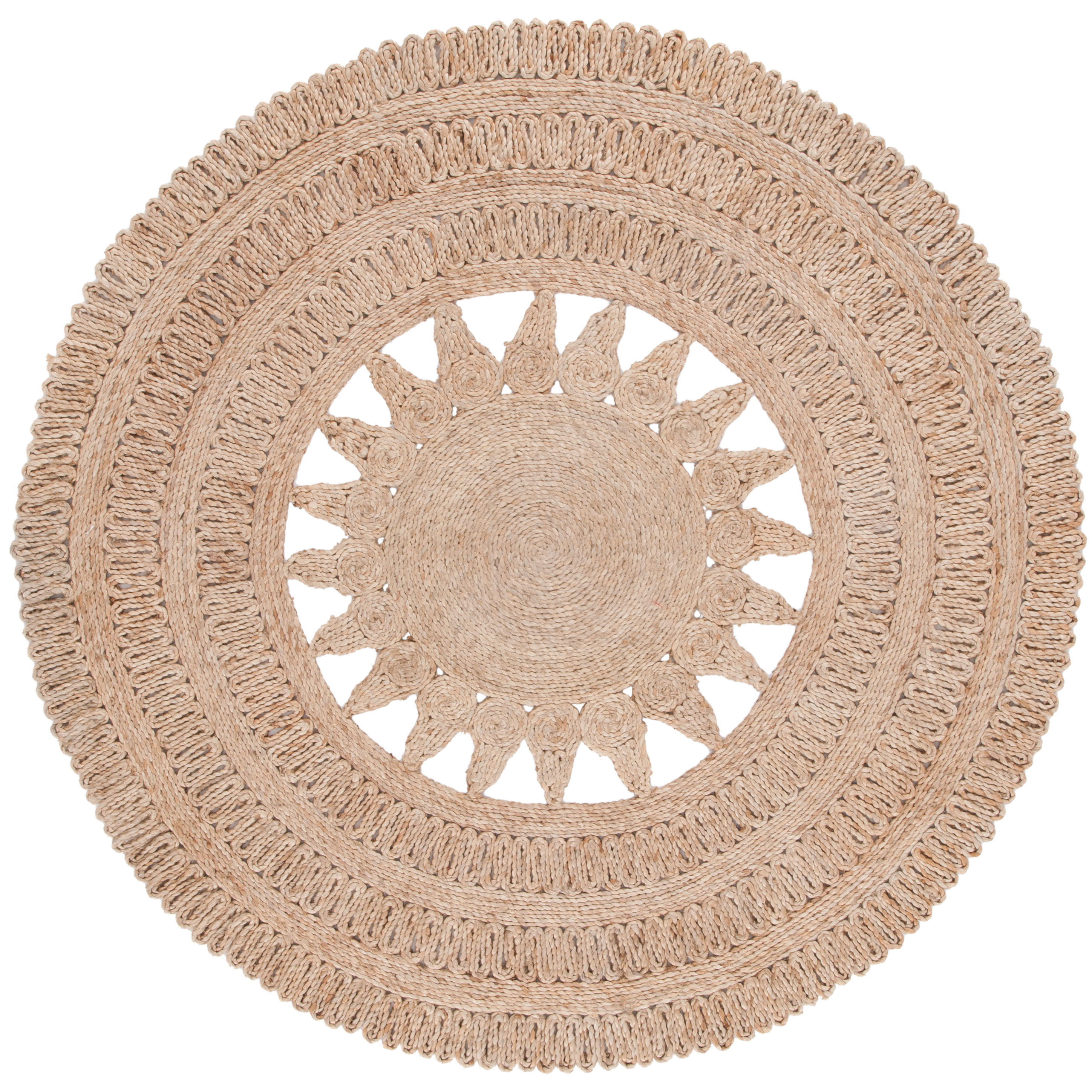 Bungalow Rose Round Marios Flatweave Jute/Sisal Area Rug in Natural ...