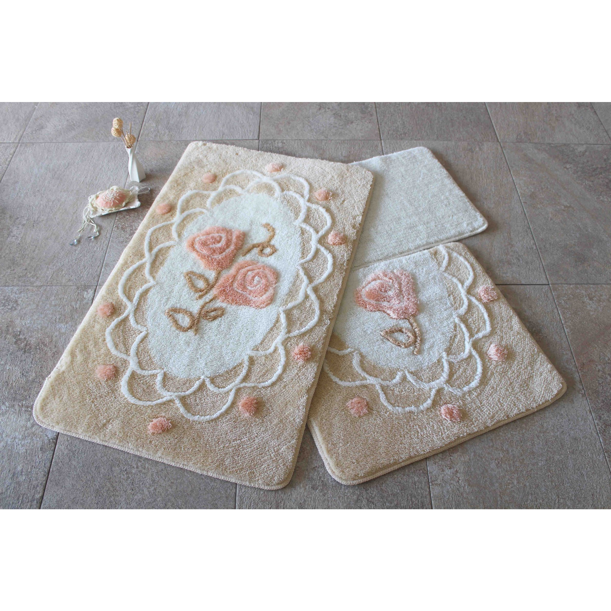 East Urban Home Ariadnee Floral 3 Piece Bath Rug Set | Wayfair