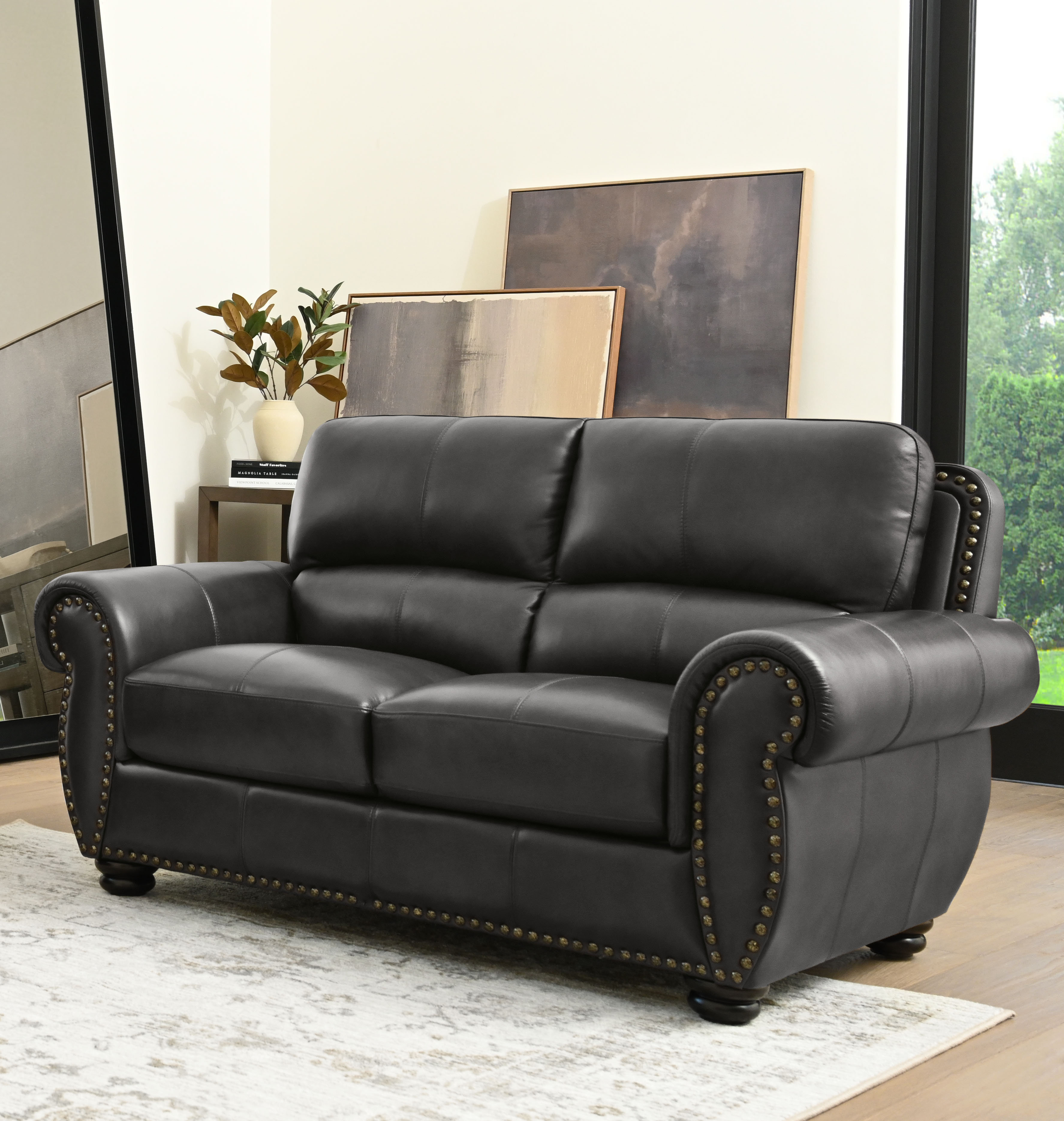 Lark Manor™ Arjana 63'' Genuine Leather Rolled Arm Loveseat & Reviews ...