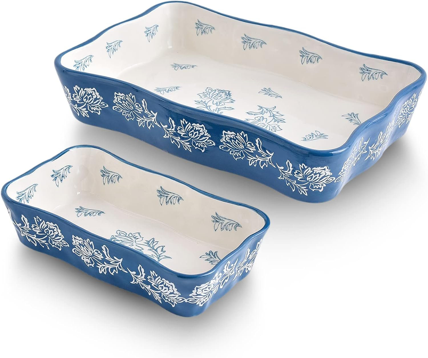 Adeco Trading Baking Dish Casserole Dish Ceramic Lasagna Pan 2-Pcs Bakeware Sets Baking Dishes ...