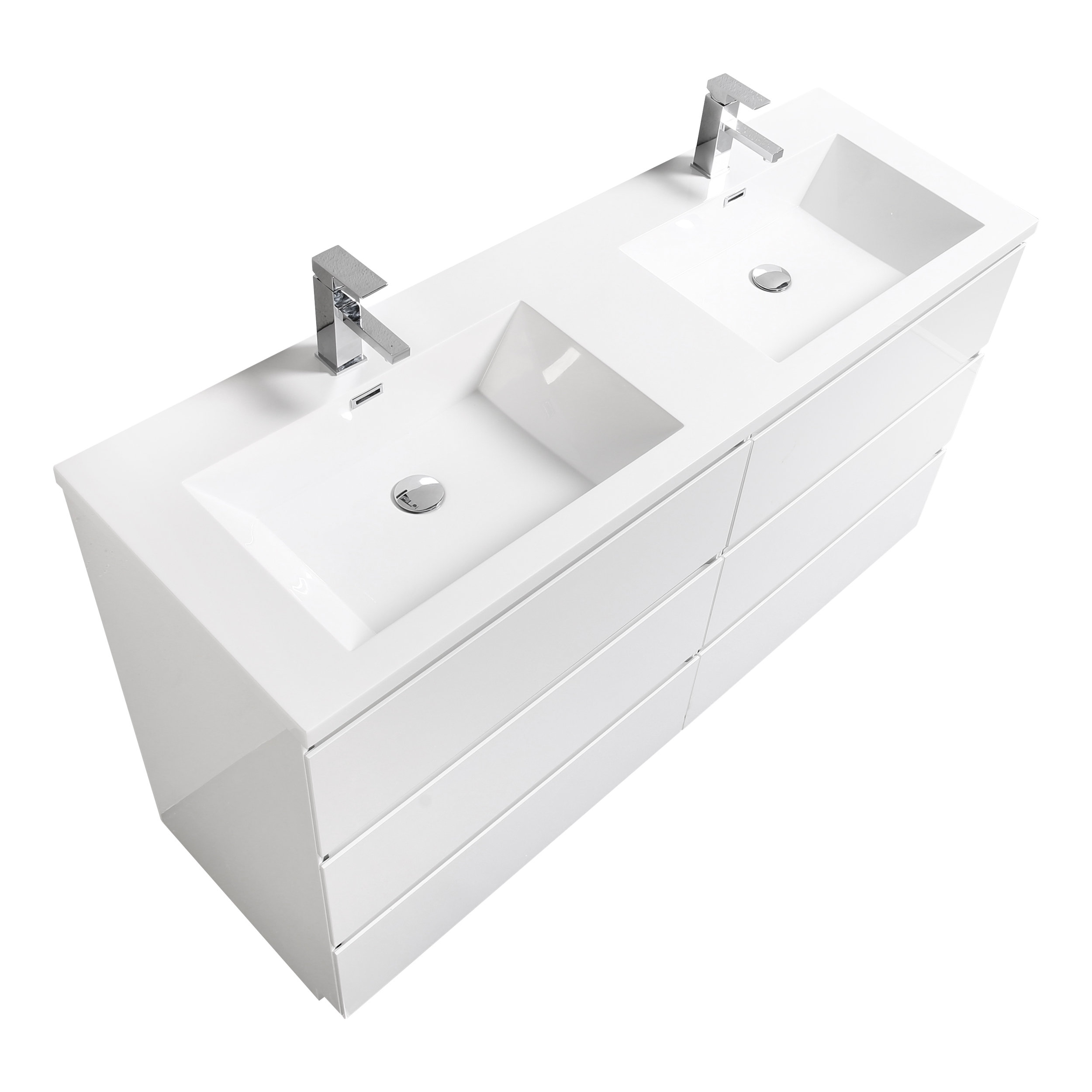 Latitude Run® Wo 59" W x 19" D x 34" H Wall-Mounted Double Bathroom ...