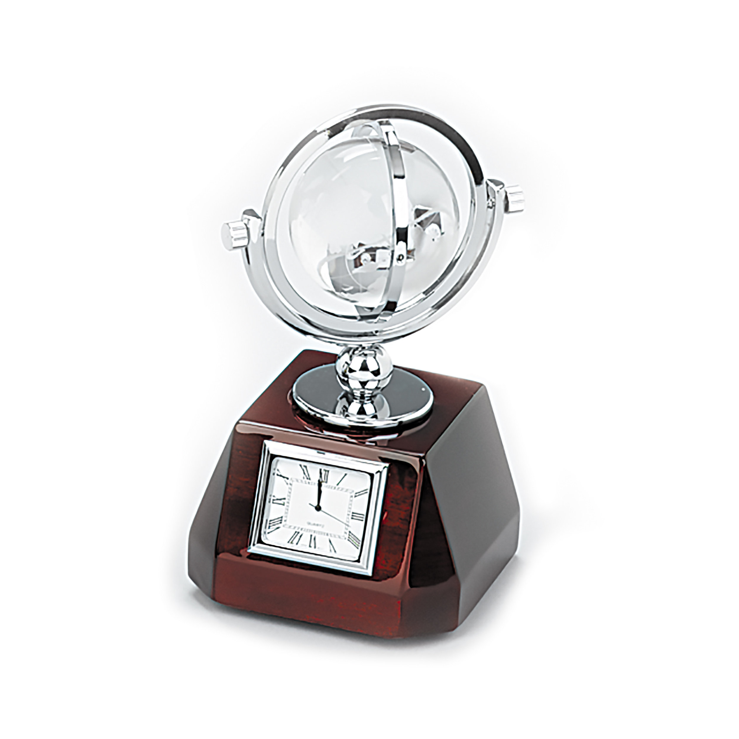 House of Hampton Executive Table Clock With SWIVEL GLOBE AND CLOCK ...