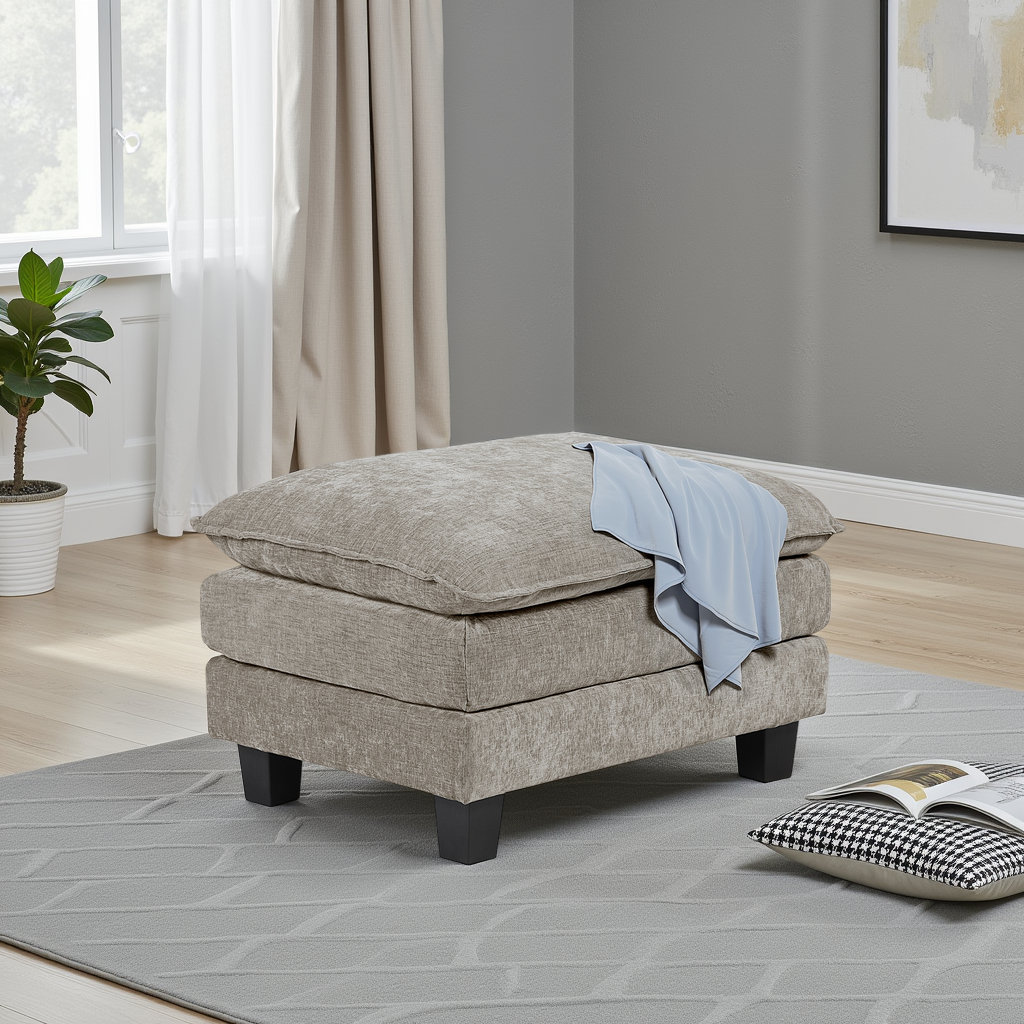 Ebern Designs Careen 34" Modern & Contemporary Ottoman - Chenille ...