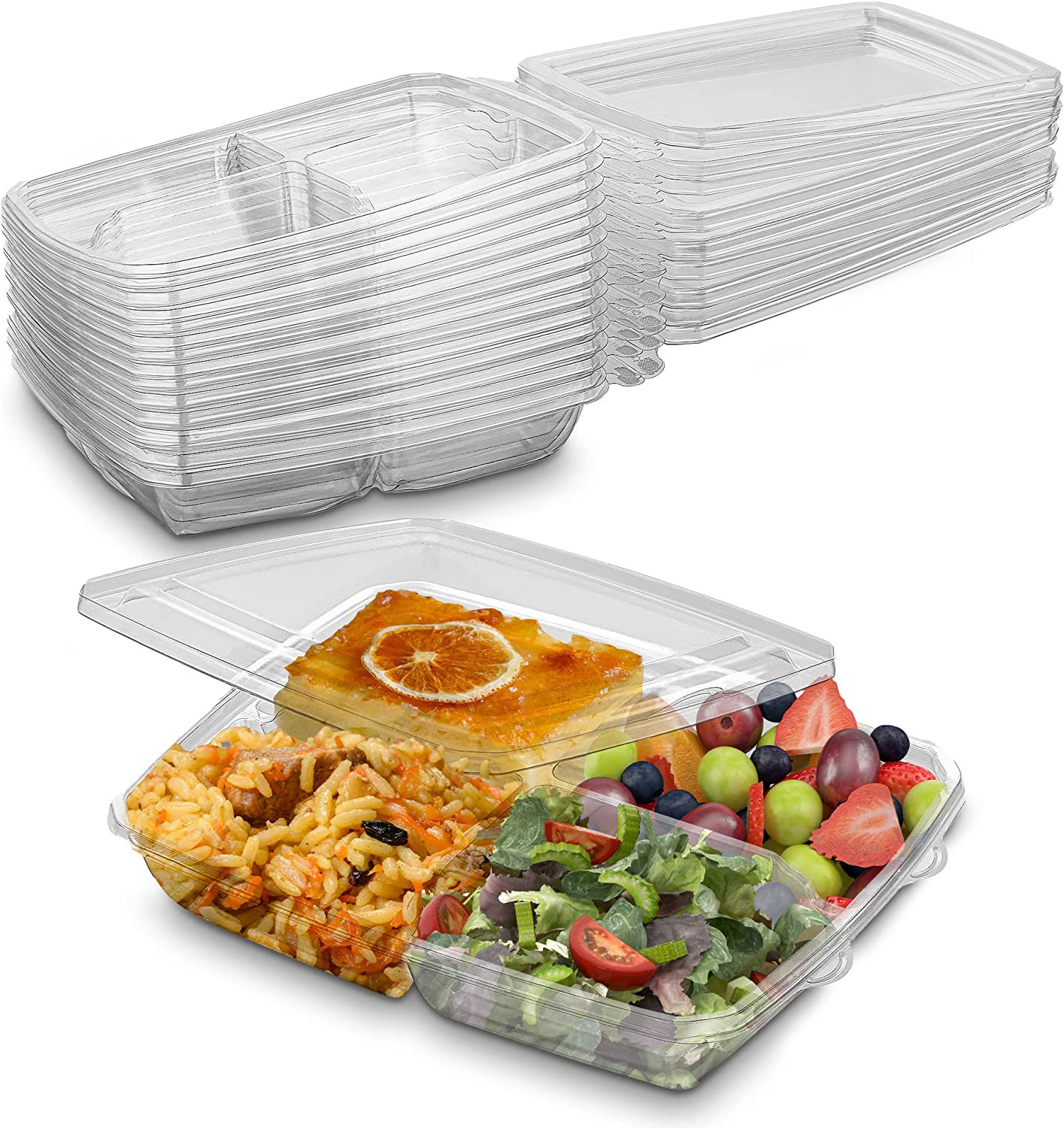 Prep & Savour Davit Plastic 4 Compartment Bento Box 6" x 7" Snack ...