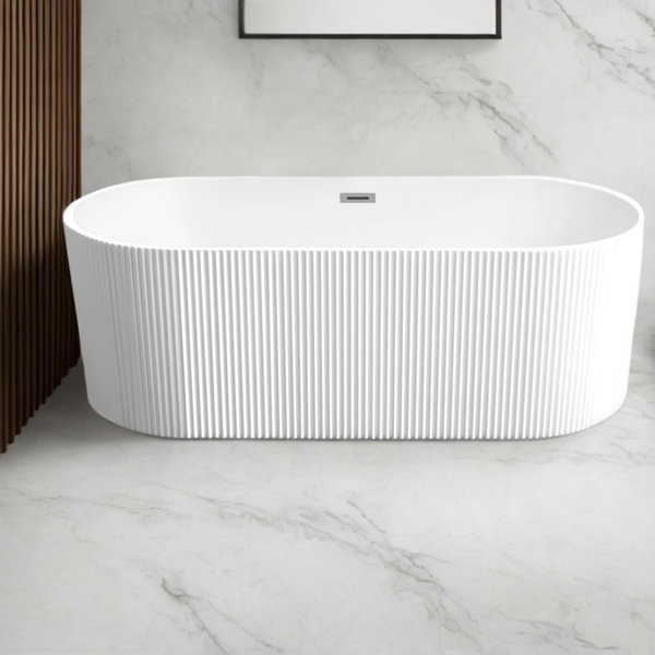 maxbrass 59" Acrylic Freestanding Bathtub Soaking Tubs With Overflow ...