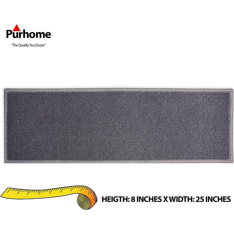 Hokku Designs Non-Slip Washable Low Pile Solid Ashmath Design Stair ...