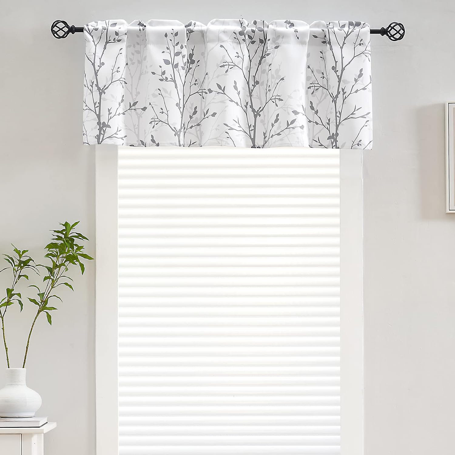 RAPTIZ Tree Branch Printed Curtain Valance, 18 Inches Long Window ...