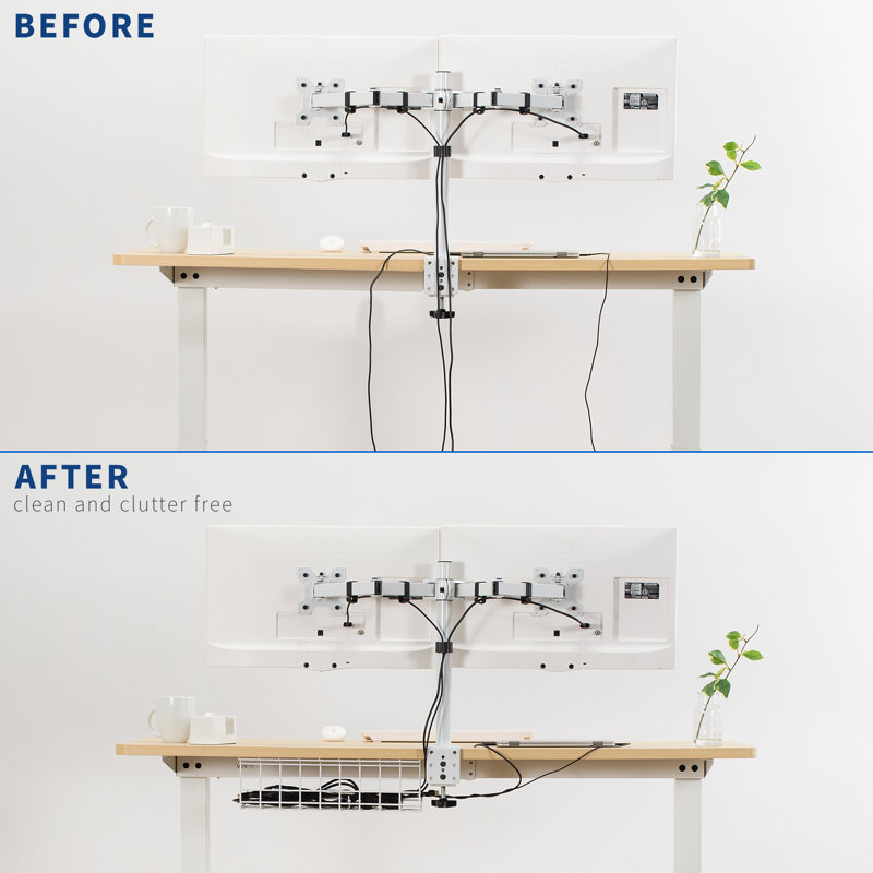 Vivo White Under Desk Cable Management Rack | Wayfair