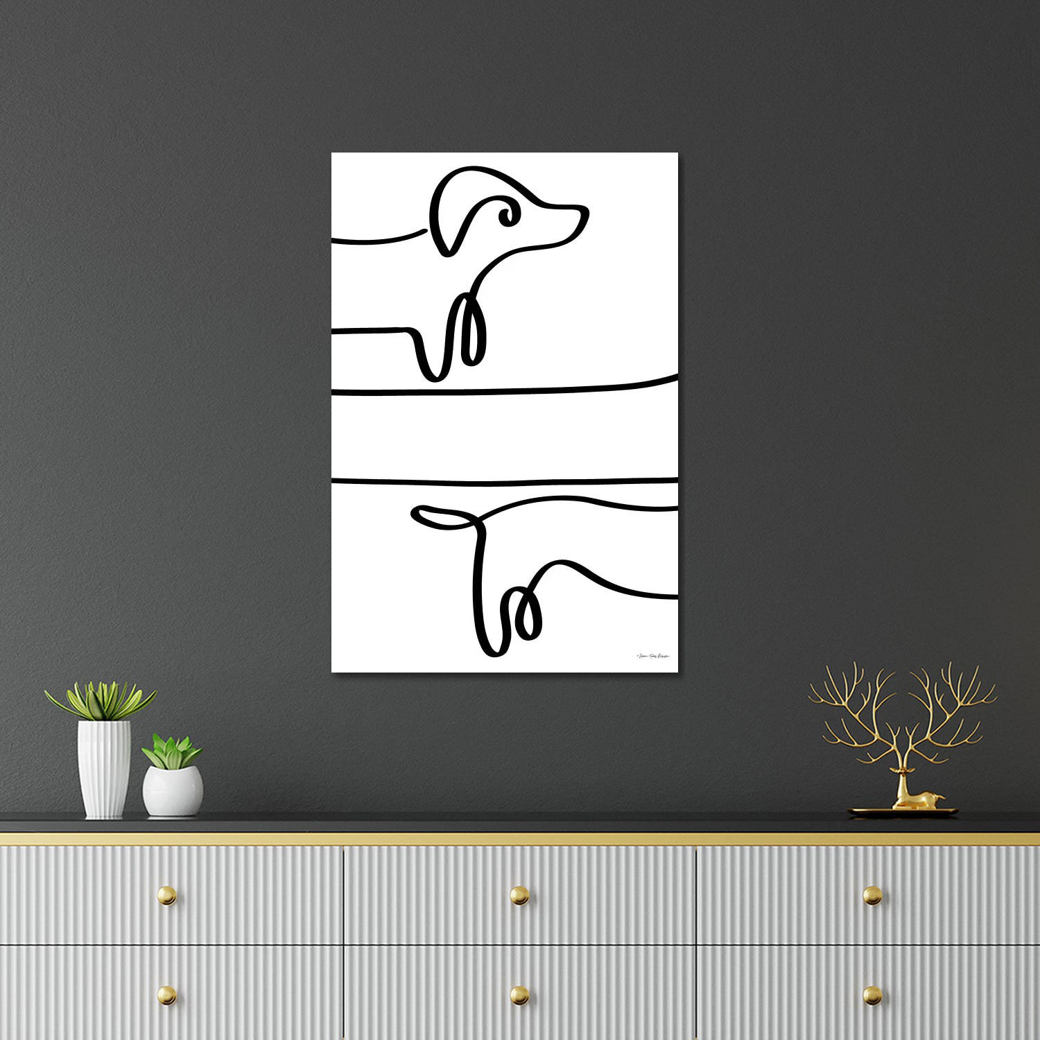 Red Barrel Studio One Line Dachshund - Unframed Graphic Art - Wayfair ...