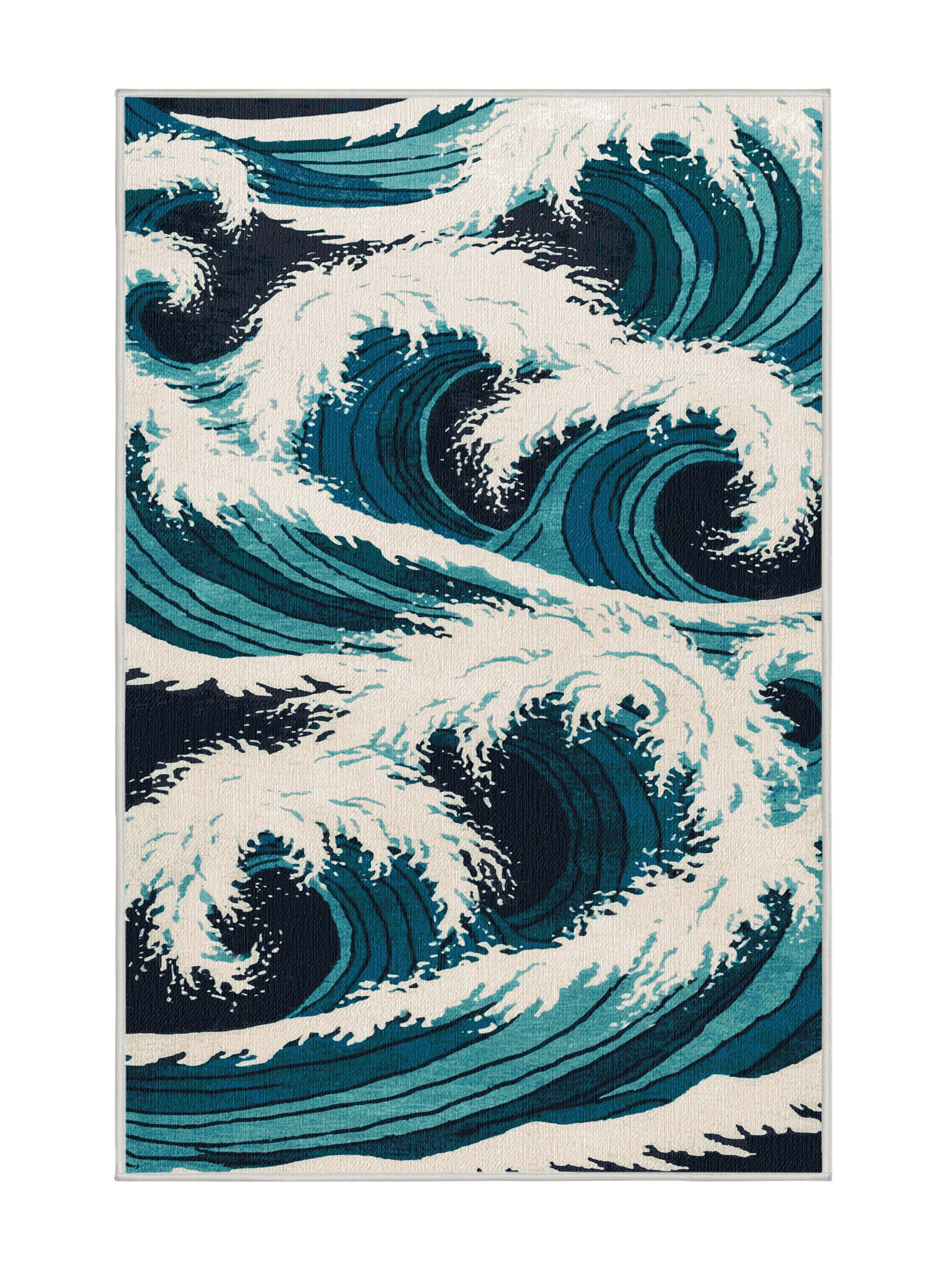 Bayou Breeze Washable Breaking Waves Hawaiian Area Rug | Wayfair