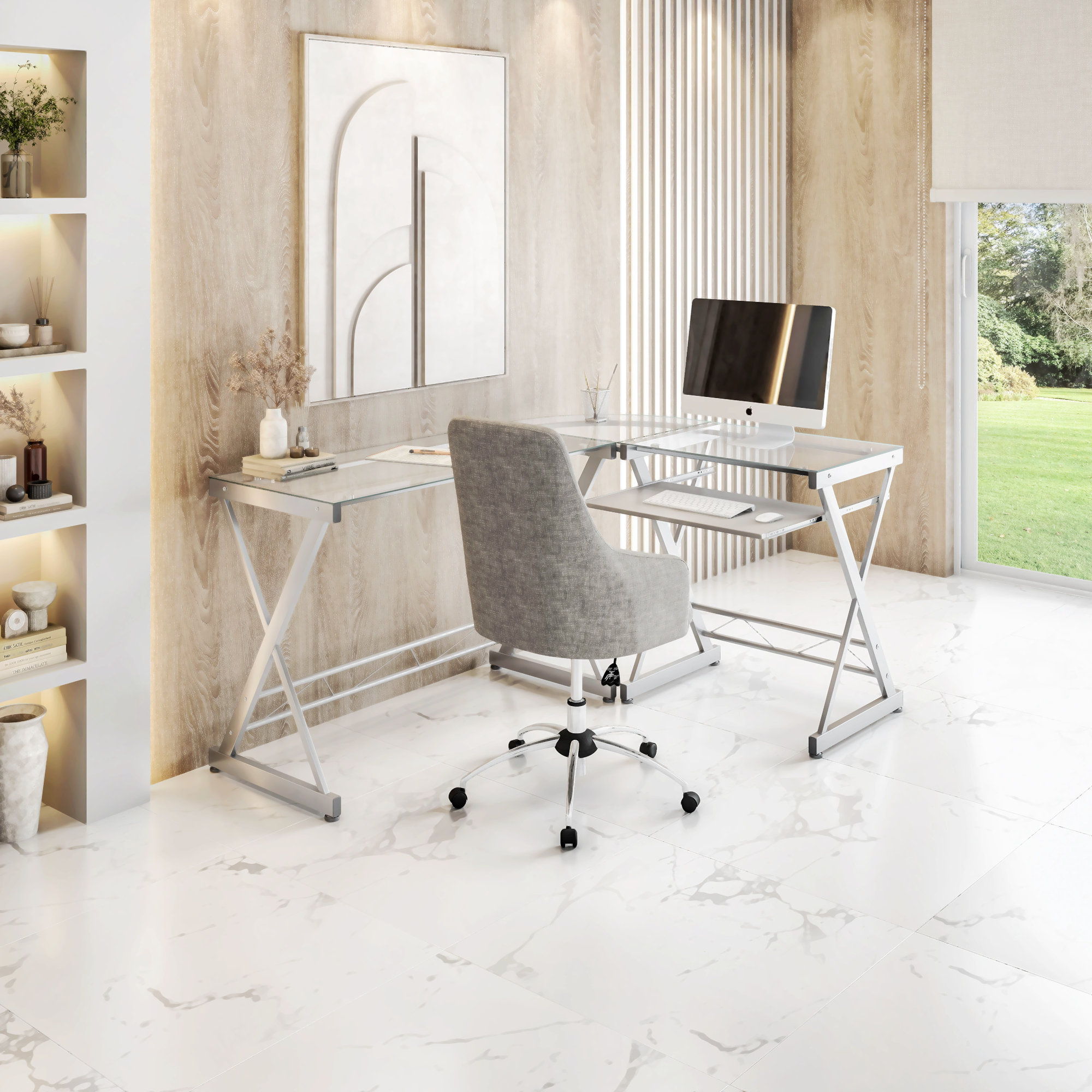 Wrought Studio Glass L-Shape Desk & Reviews - Wayfair Canada