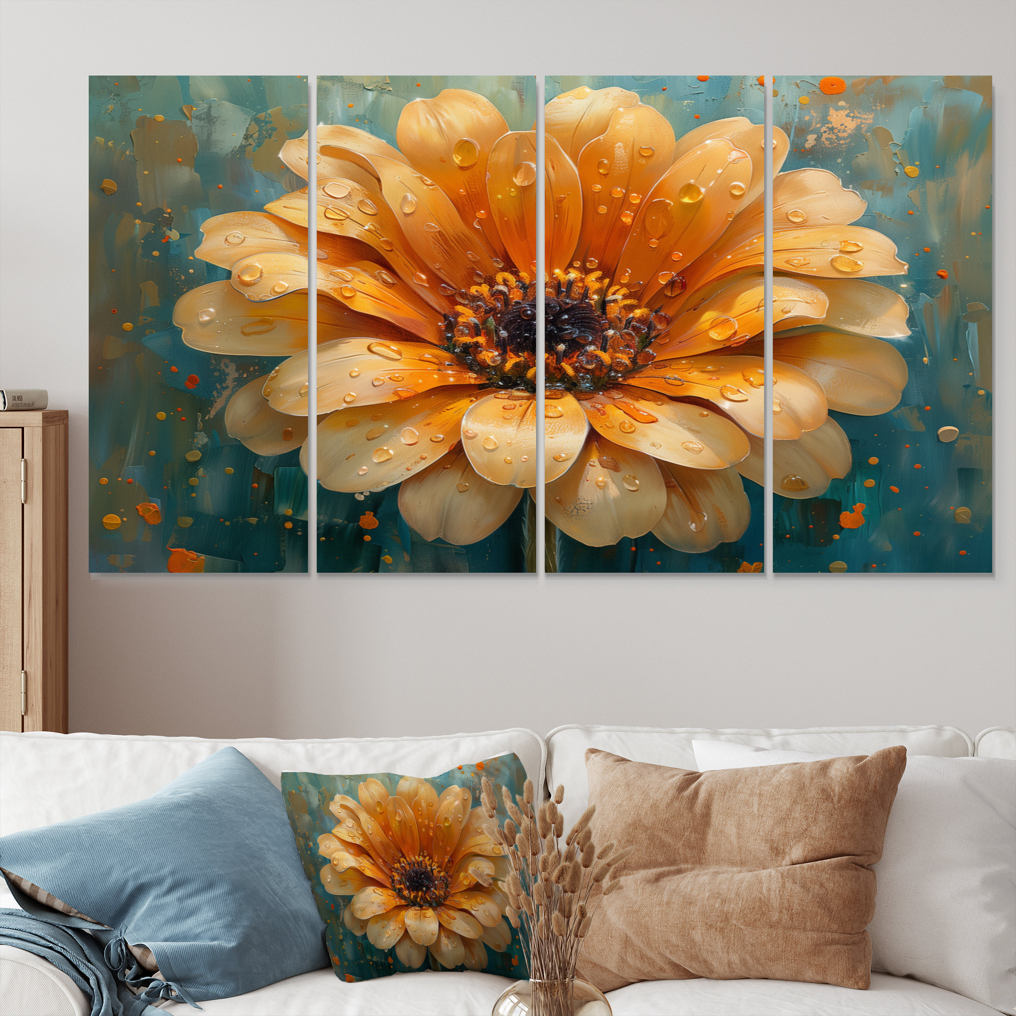 Winston Porter Orange Blue Vibrant Burst Marigold - Marigold Wall Decor ...