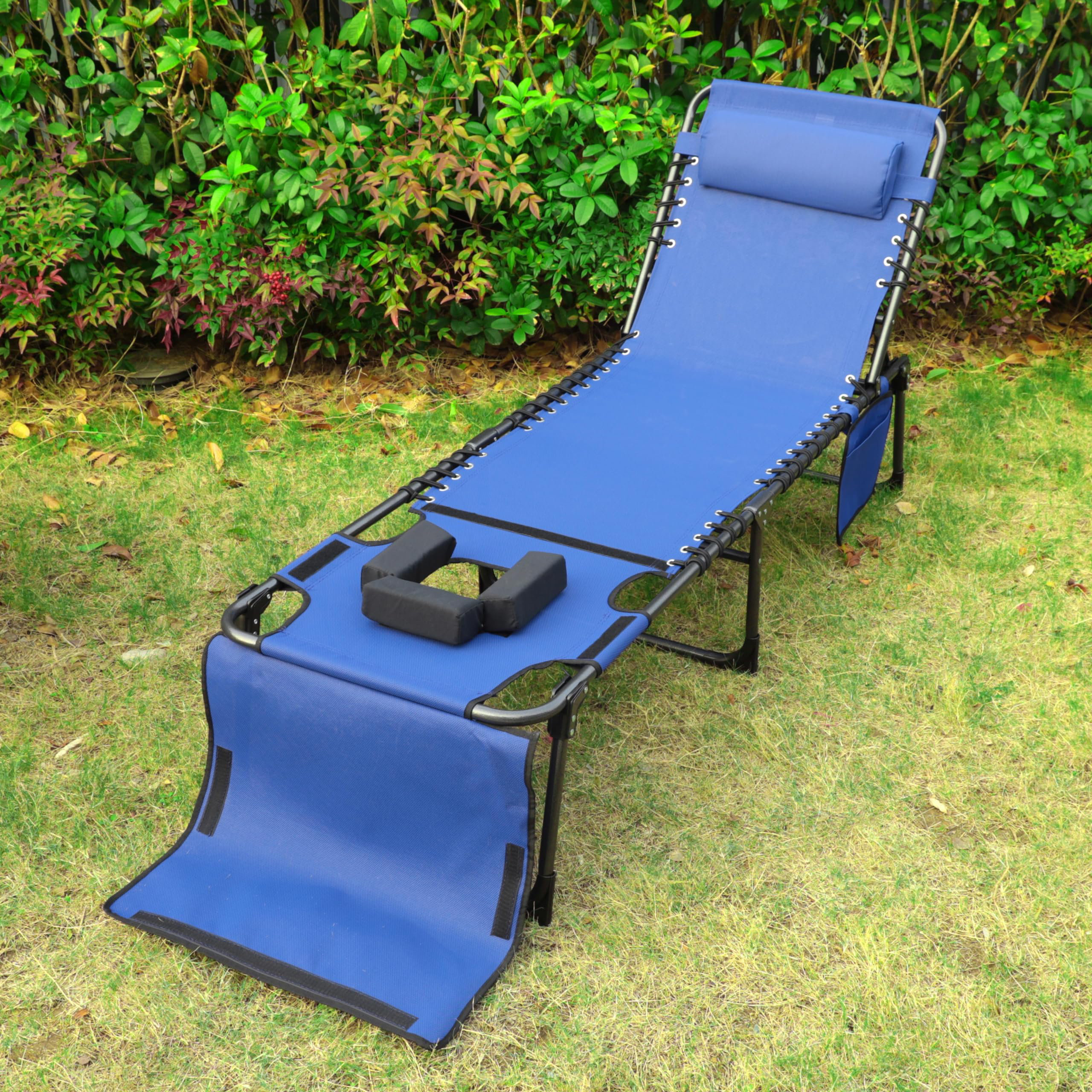 Arlmont & Co. Tanning Chair, 5-Position Beach Lounge Chair with Face ...