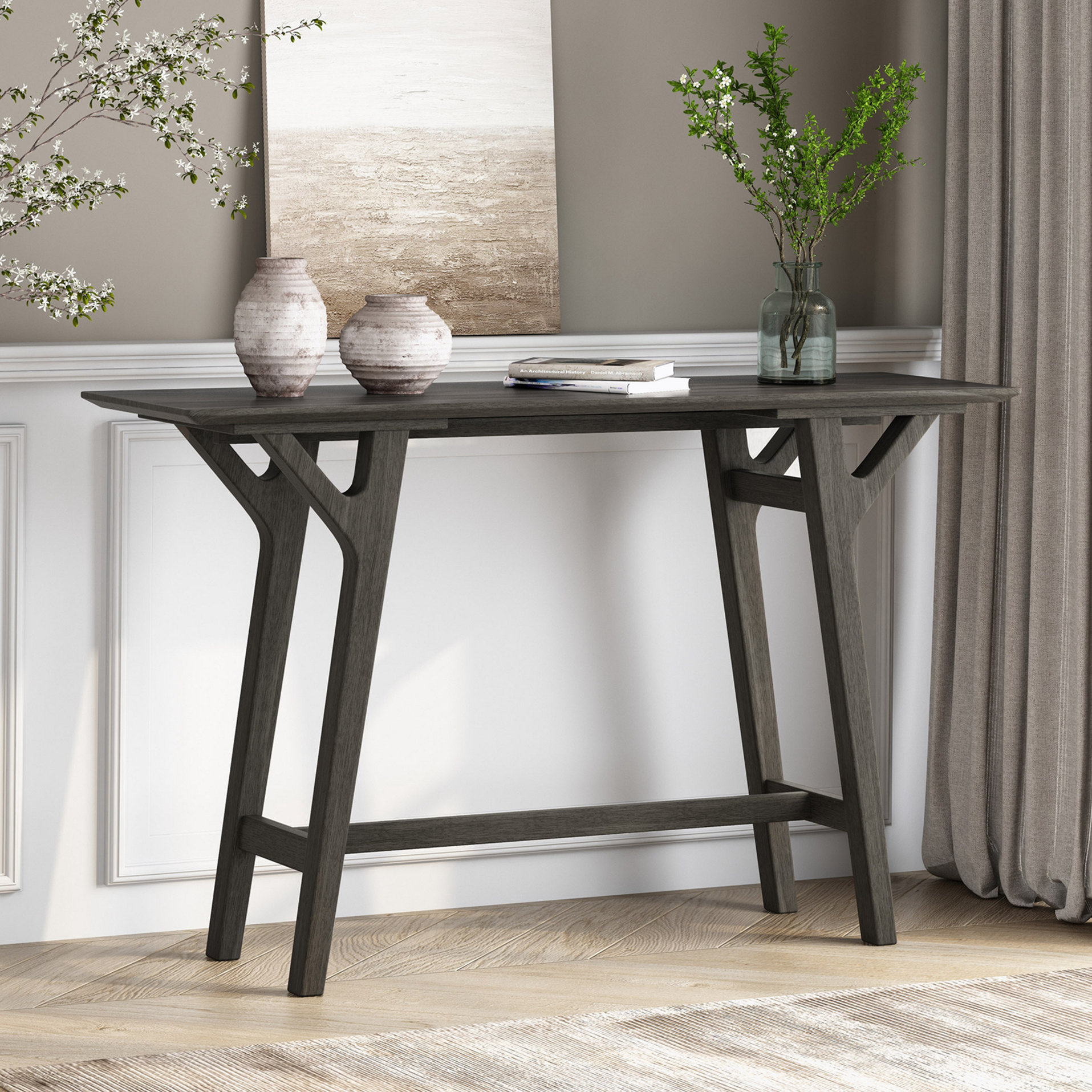 Corrigan Studio Whitten Rubberwood Console Table,Entryway table,Hallway ...