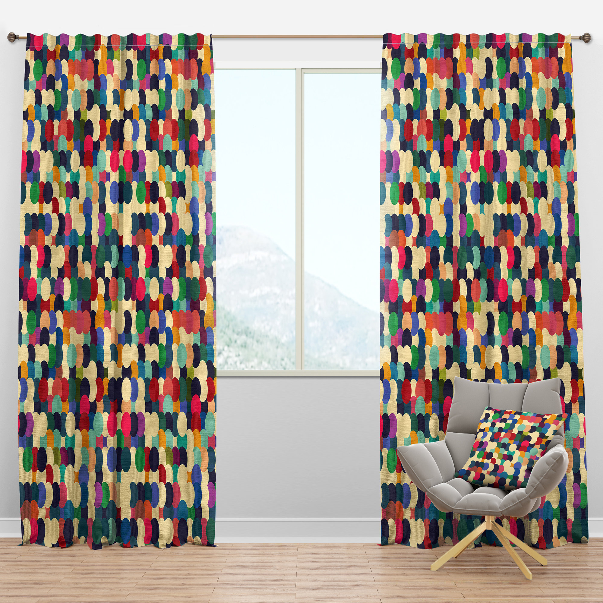 Design Art Geometric Pattern with Circles - Abstract Curtain - Velvet ...