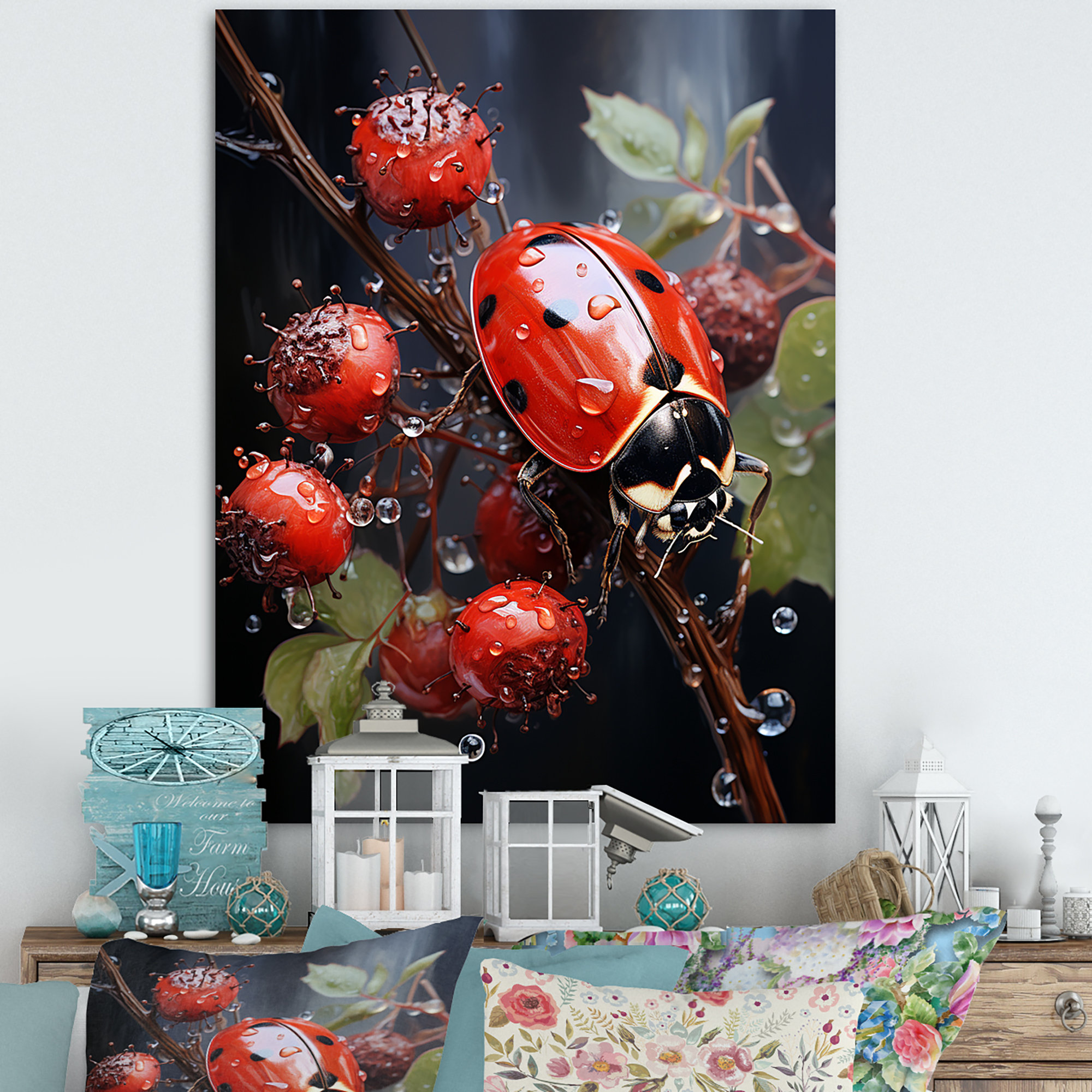 Gracie Oaks Ethereal Lady Bug Encounter Framed On Canvas Print | Wayfair