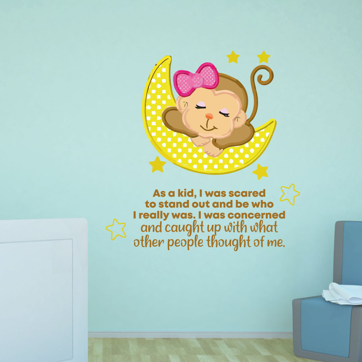 Zoomie Kids Was Scared Monkey Animal Life Cartoon Quotes Decors Wall ...