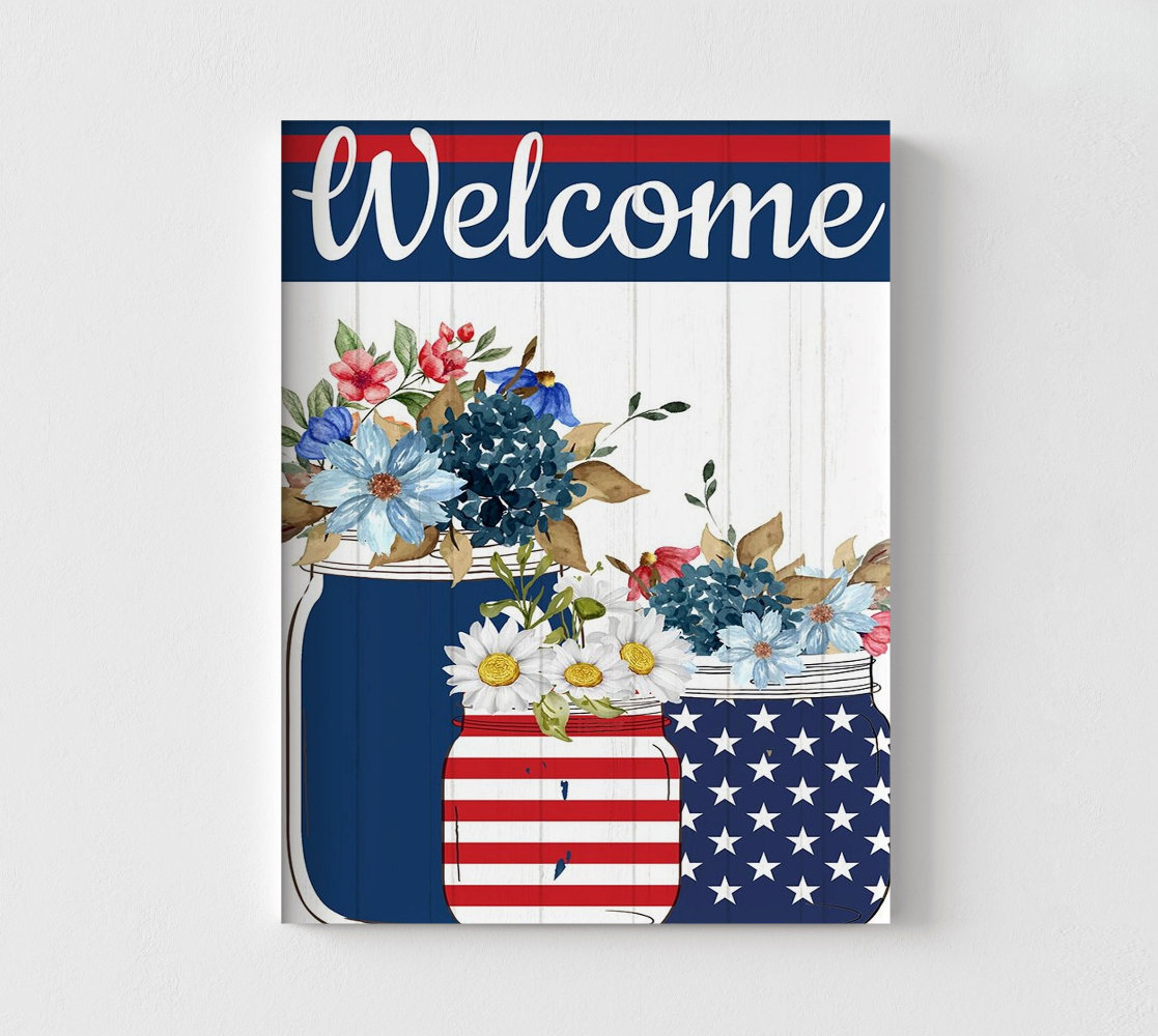 WeFrameArt Mason Jar Welcome By Kimberly Allen, Fourth Of July ...