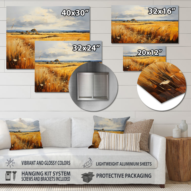 August Grove® Denmark Yellow Fields Of Gold - Farmhouse Metal Wall Art ...