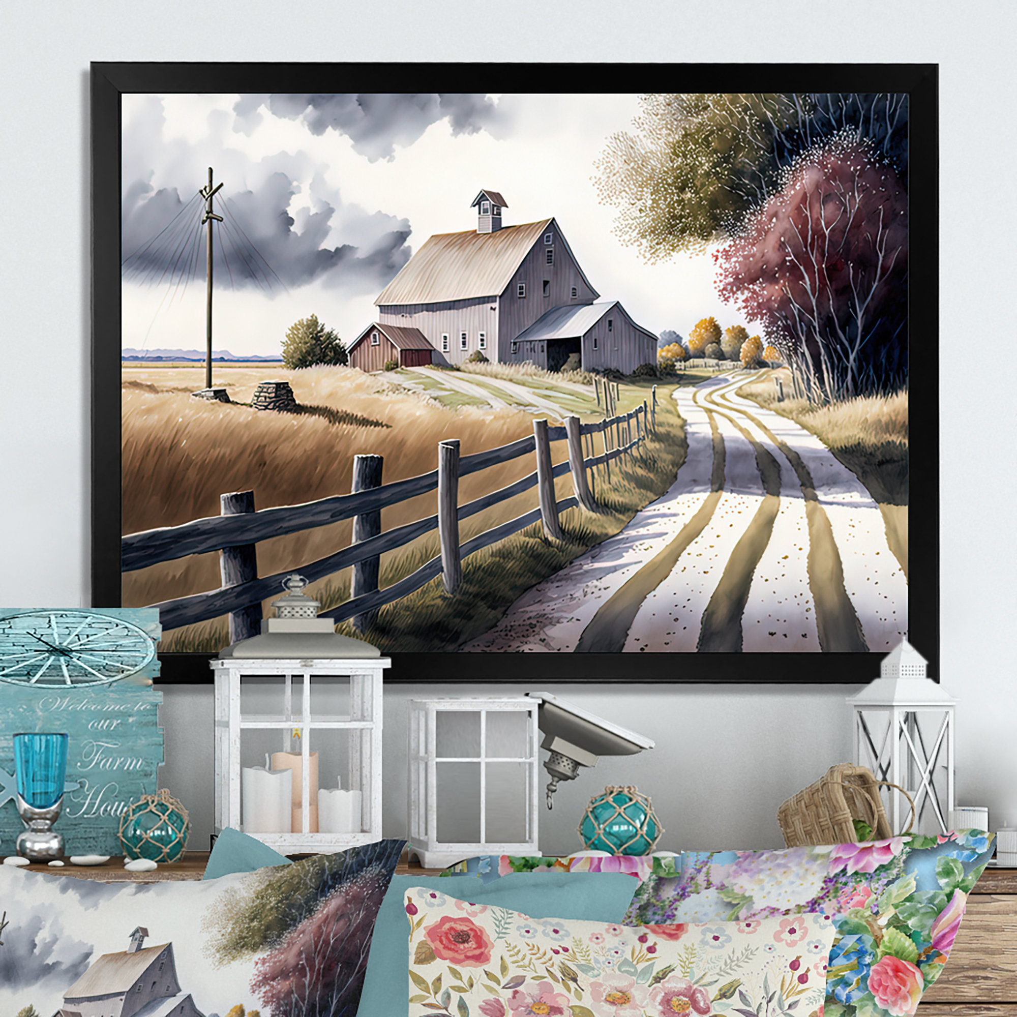 Gracie Oaks Path To The Barn V - Farmhouse / Country Canvas Wall Art ...