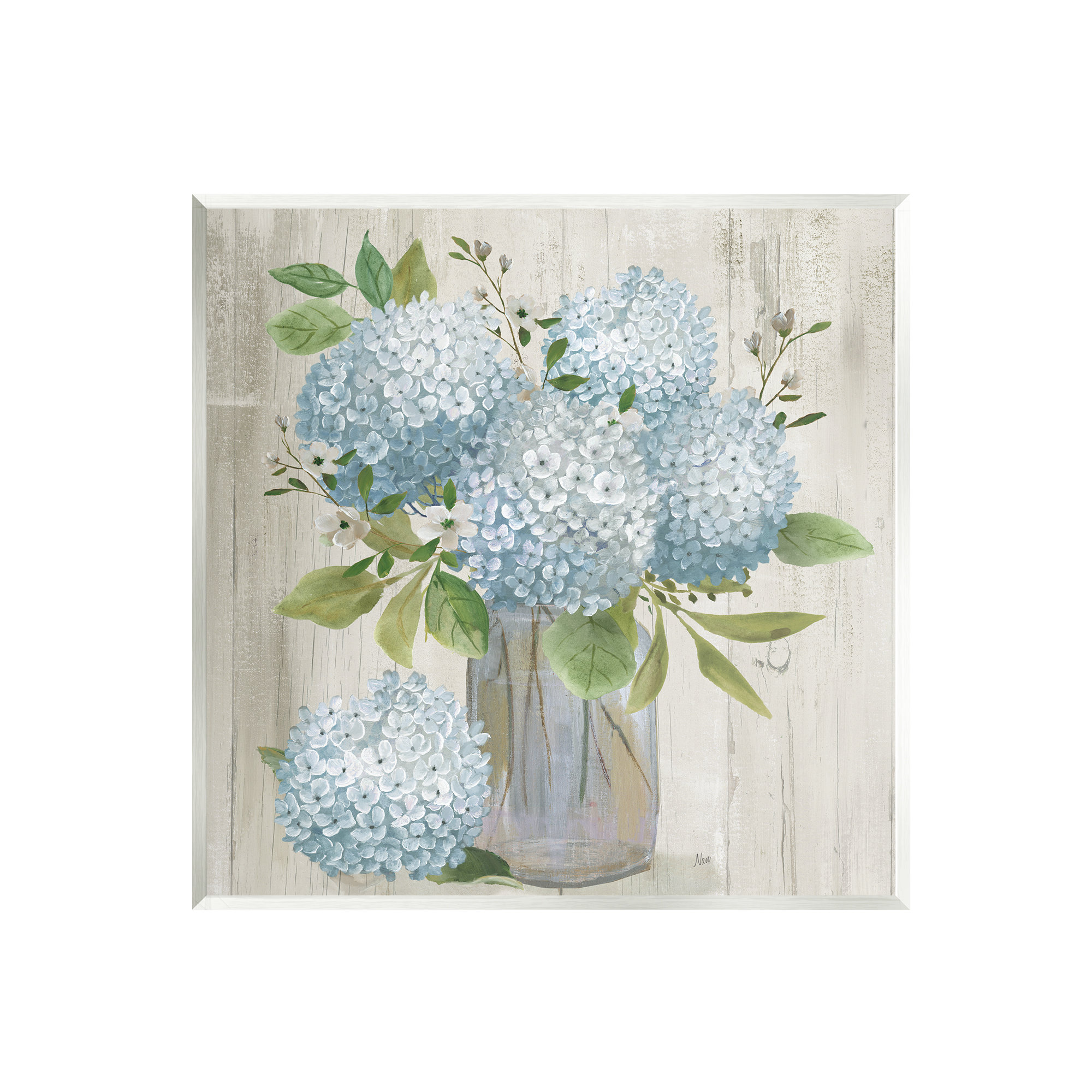 Stupell Industries Bb-759-Wood Blue Hydrangeas Country Vase On MDF by ...