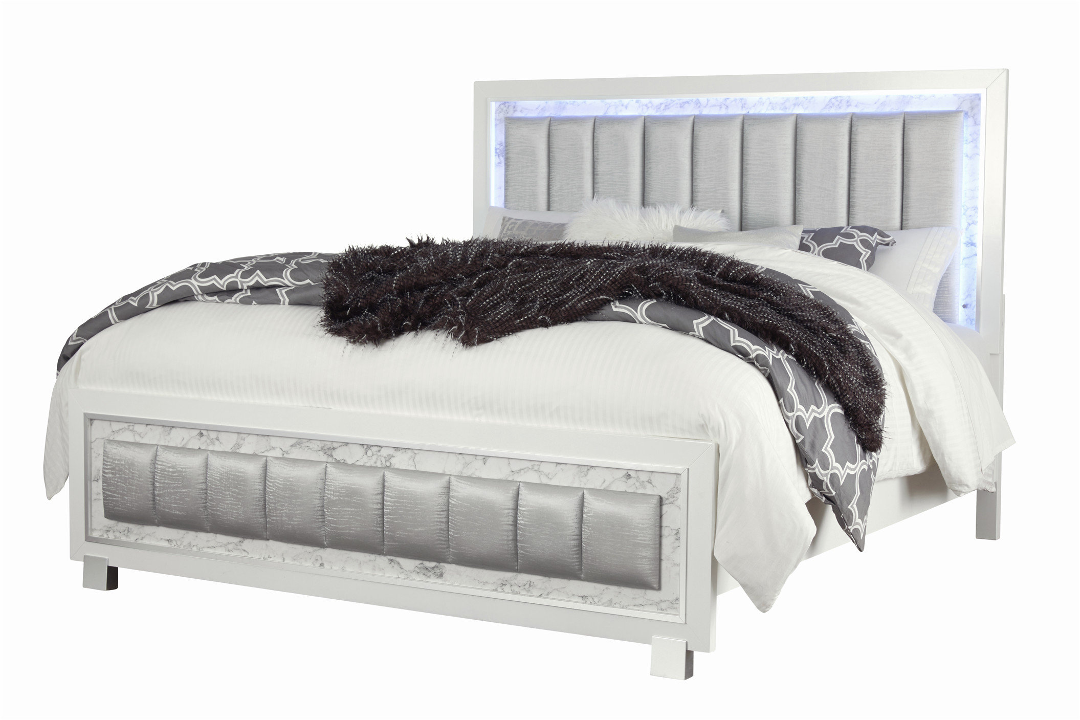 Brayden Studio® Luxurious Marble Bed With Padded Headboard And ...