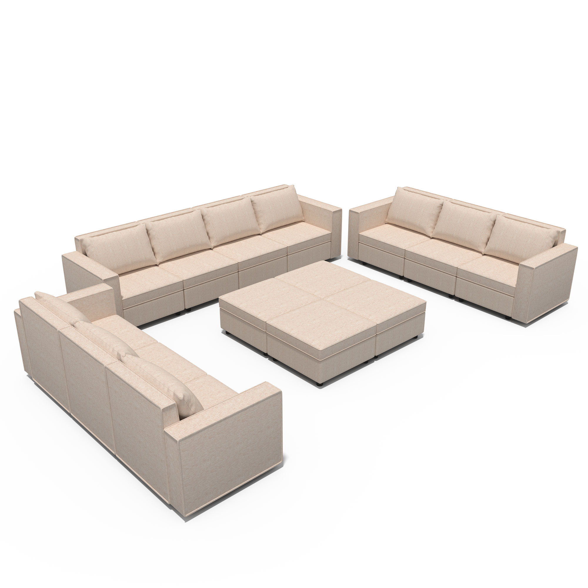 Latitude Run® Christen 14 Piece Upholstered Modular Sectional Sofa With ...