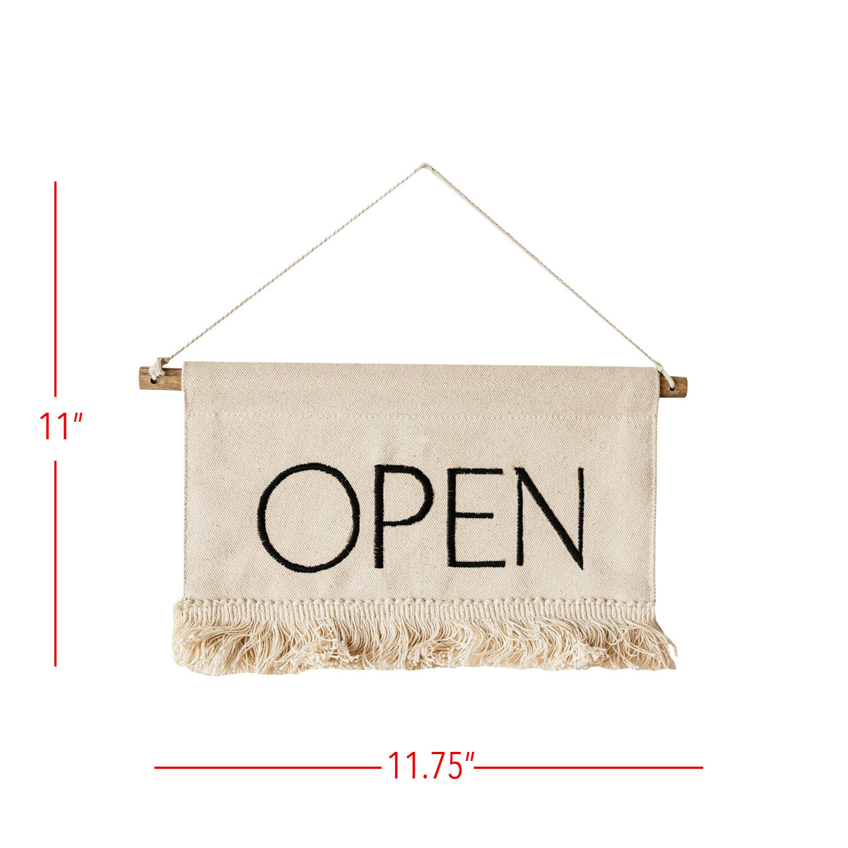 Foreside Home & Garden Tasseled Open or Closed Sign White Cotton & Wood ...