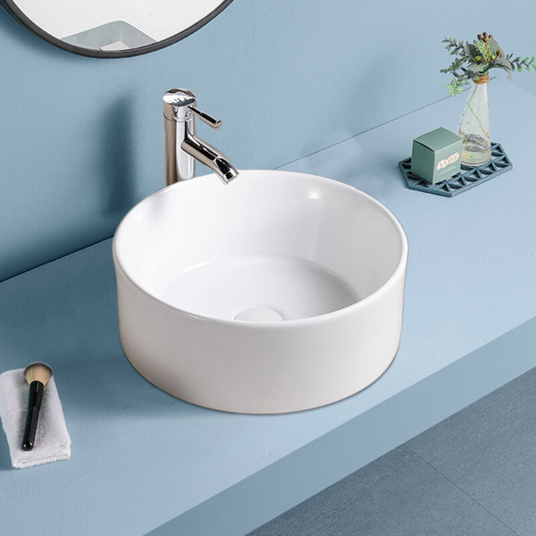 Topcraft 16.125'' White Ceramic Circular Bathroom Sink | Wayfair