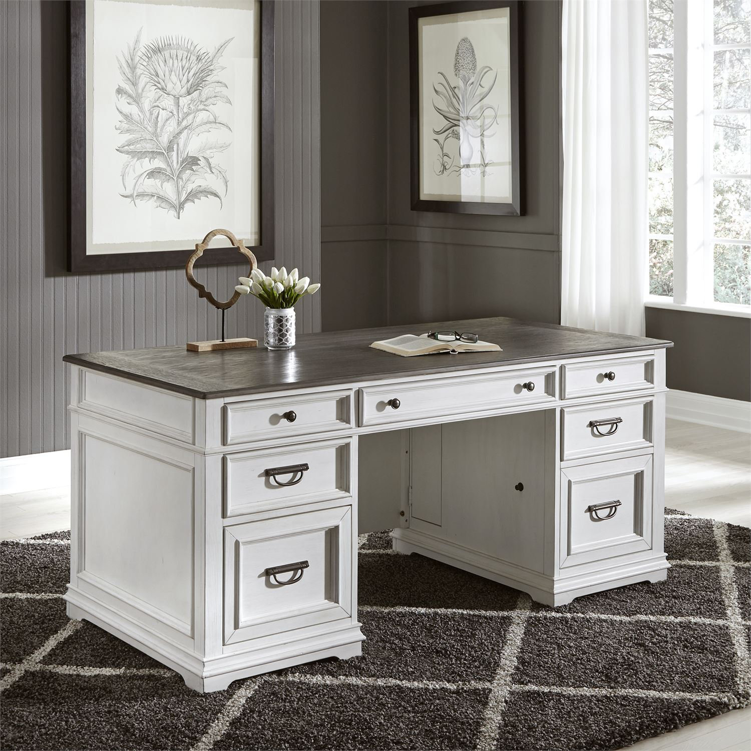 Laurel Foundry Modern Farmhouse® Beatriz Jr. Executive Desk w/ Locking ...