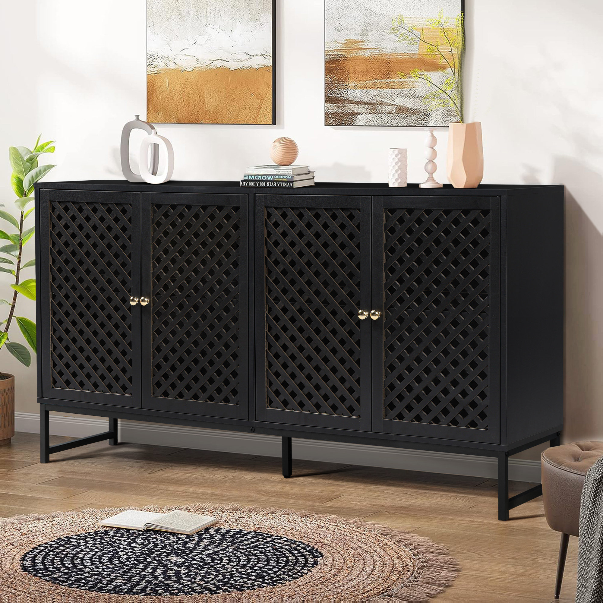 Ebern Designs Ahrayah 31.5" Tall 4-Door Accent Cabinet - Wayfair Canada