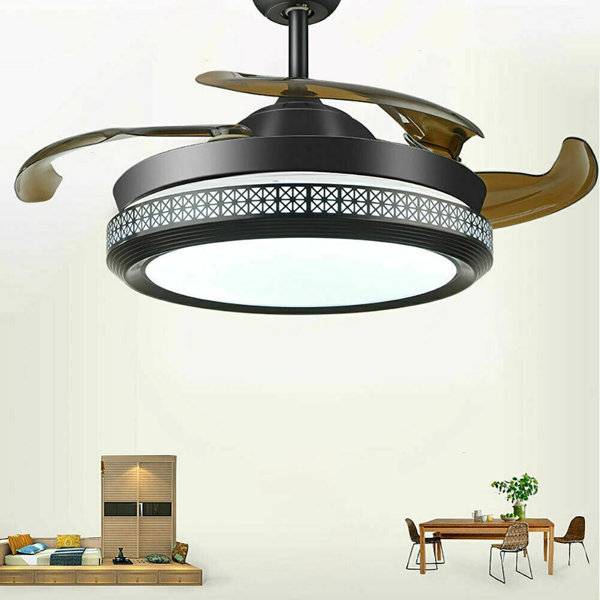 Red Barrel Studio® 4 - Blade LED Retractable Blades Ceiling Fan with ...