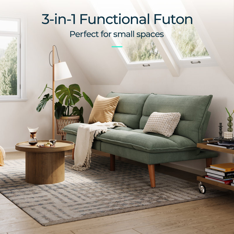 George Oliver 71''Corduroy Fabric Futon Couch & Reviews | Wayfair