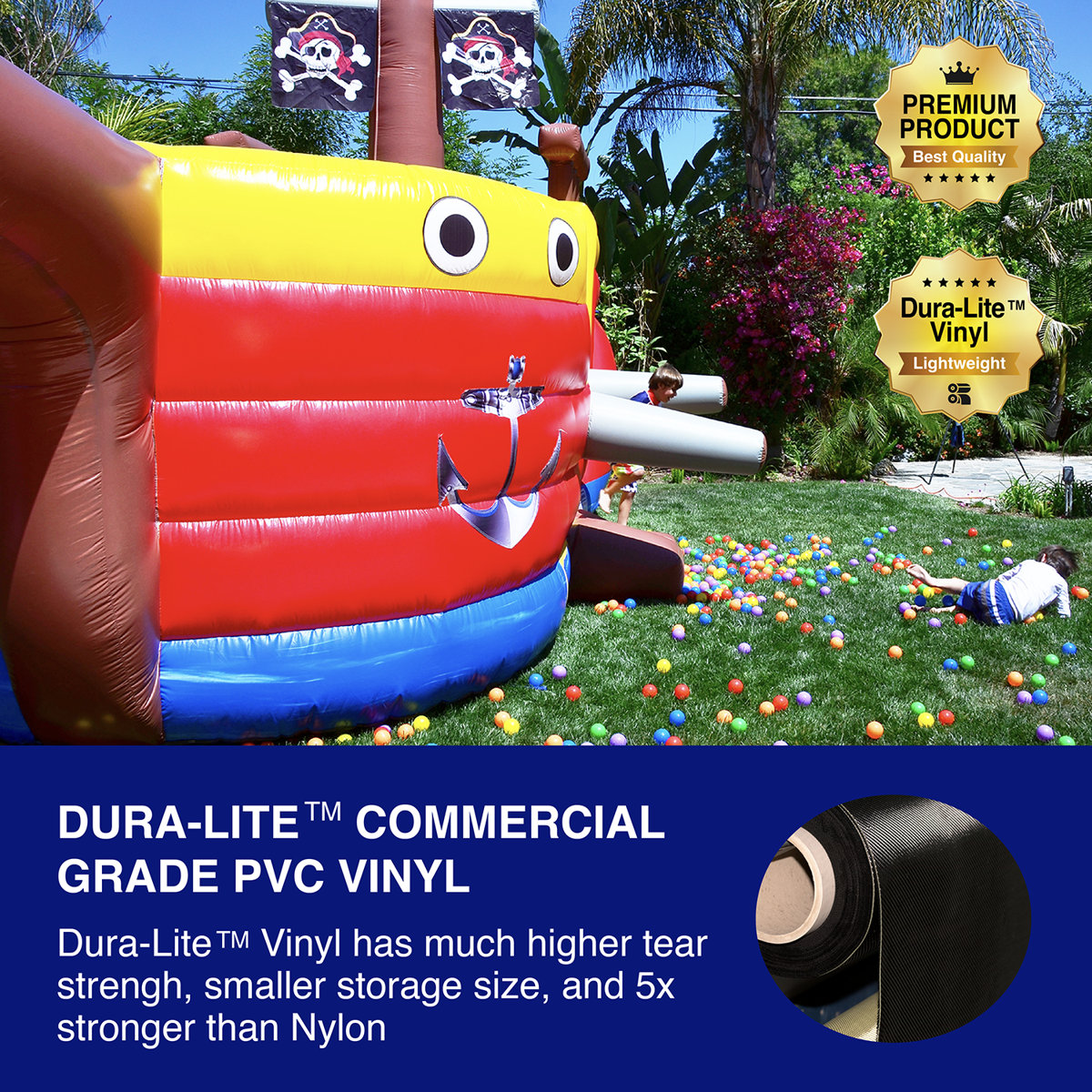 JumpOrange 15 FT Pirate Ship Inflatable Playset Water Slide Bounce ...