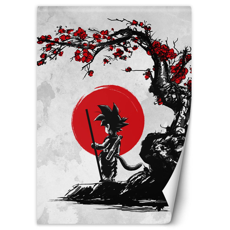 Feeby 3 Piece Son Goku Under a Cherry Tree 2.1m x 1.5m Satin Mural ...