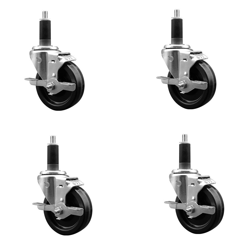 Service Caster Phenolic Swivel Expanding Stem Caster Set with Brake SCC ...