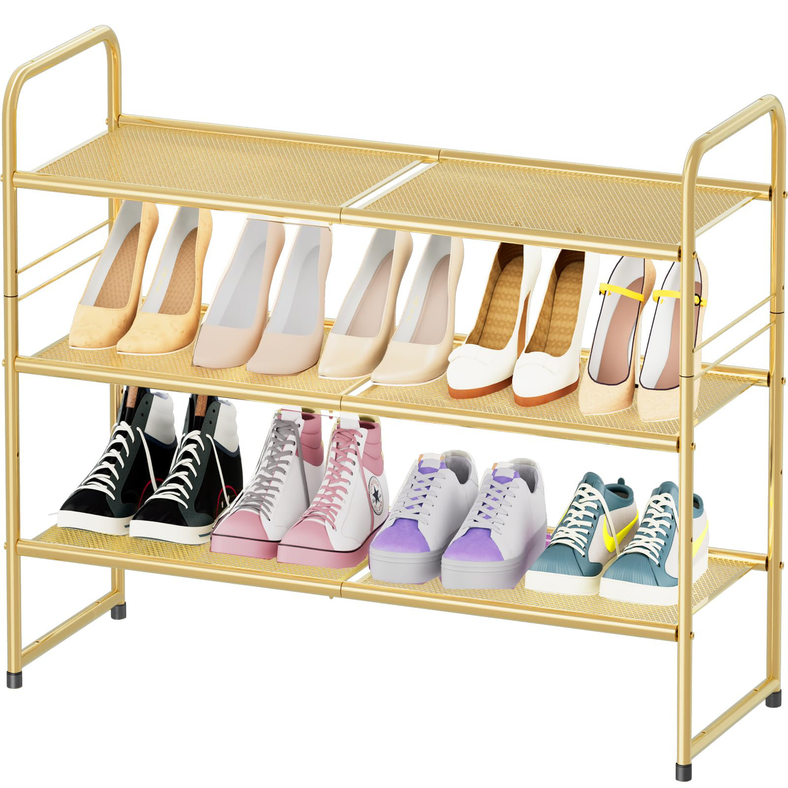 Rebrilliant 3-Tier Stackable Shoe Rack - Space-Saving, Durable Metal ...