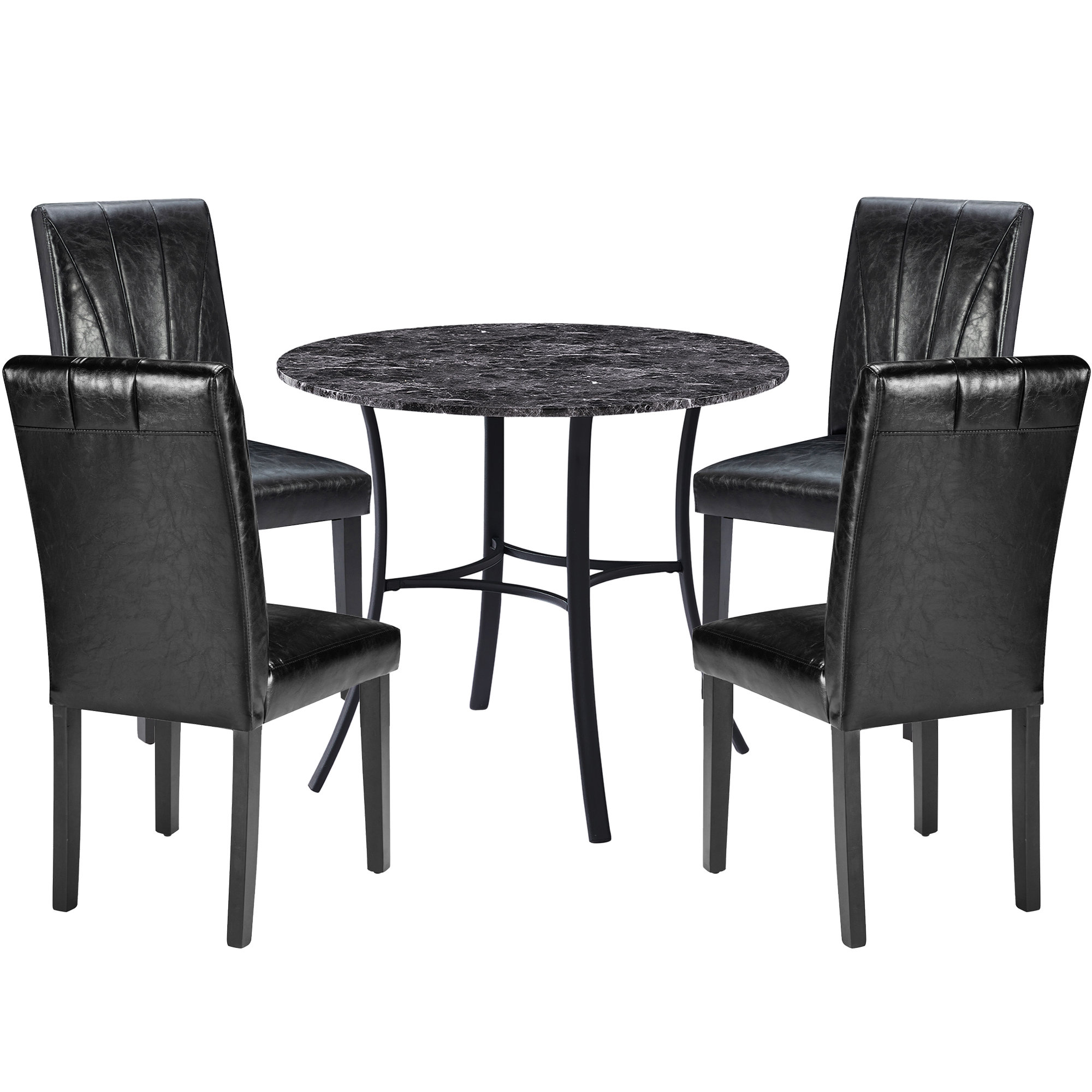 Lark Manor 36 Inch Round Dining Table Set For 4, Mid Century Modern ...