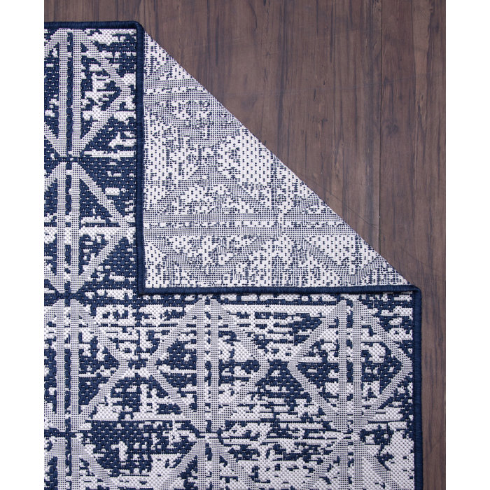 Foundry Select Palacios Navy/Light Gray Indoor/Outdoor Rug & Reviews ...