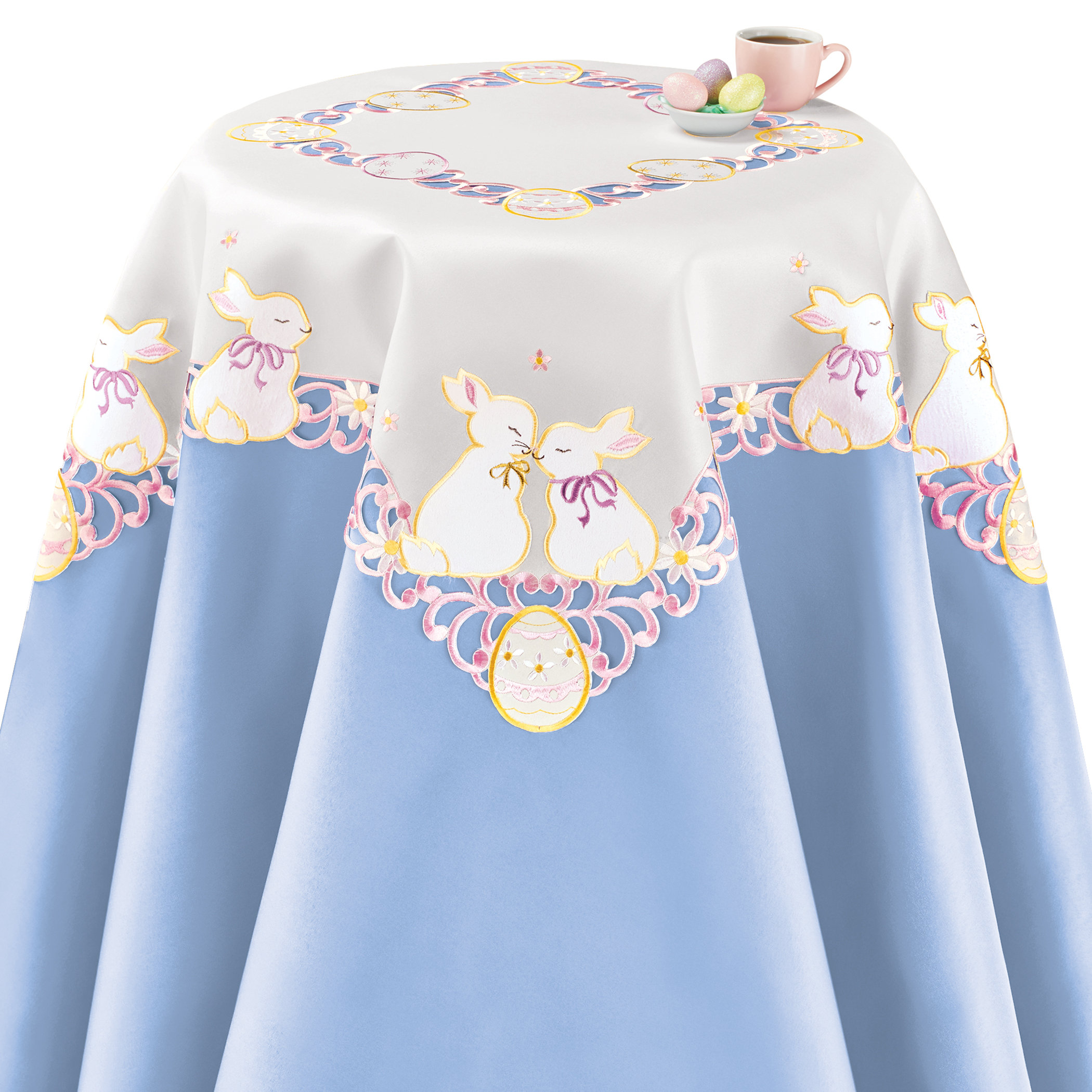 The Holiday Aisle® Faux Suede Kissing Bunnies Easter Table Linens | Wayfair