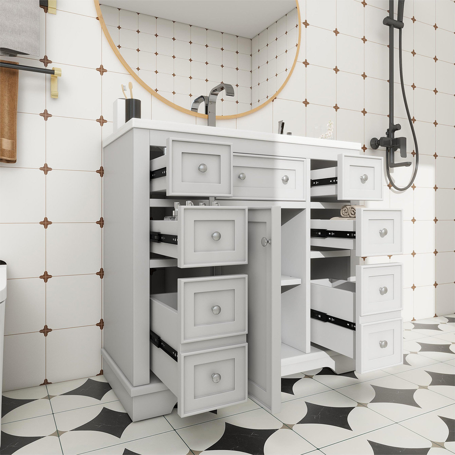 AZHAR'S ORIENTAL RUGS, INC. 36-inch Solid Wood Bathroom Vanity ...
